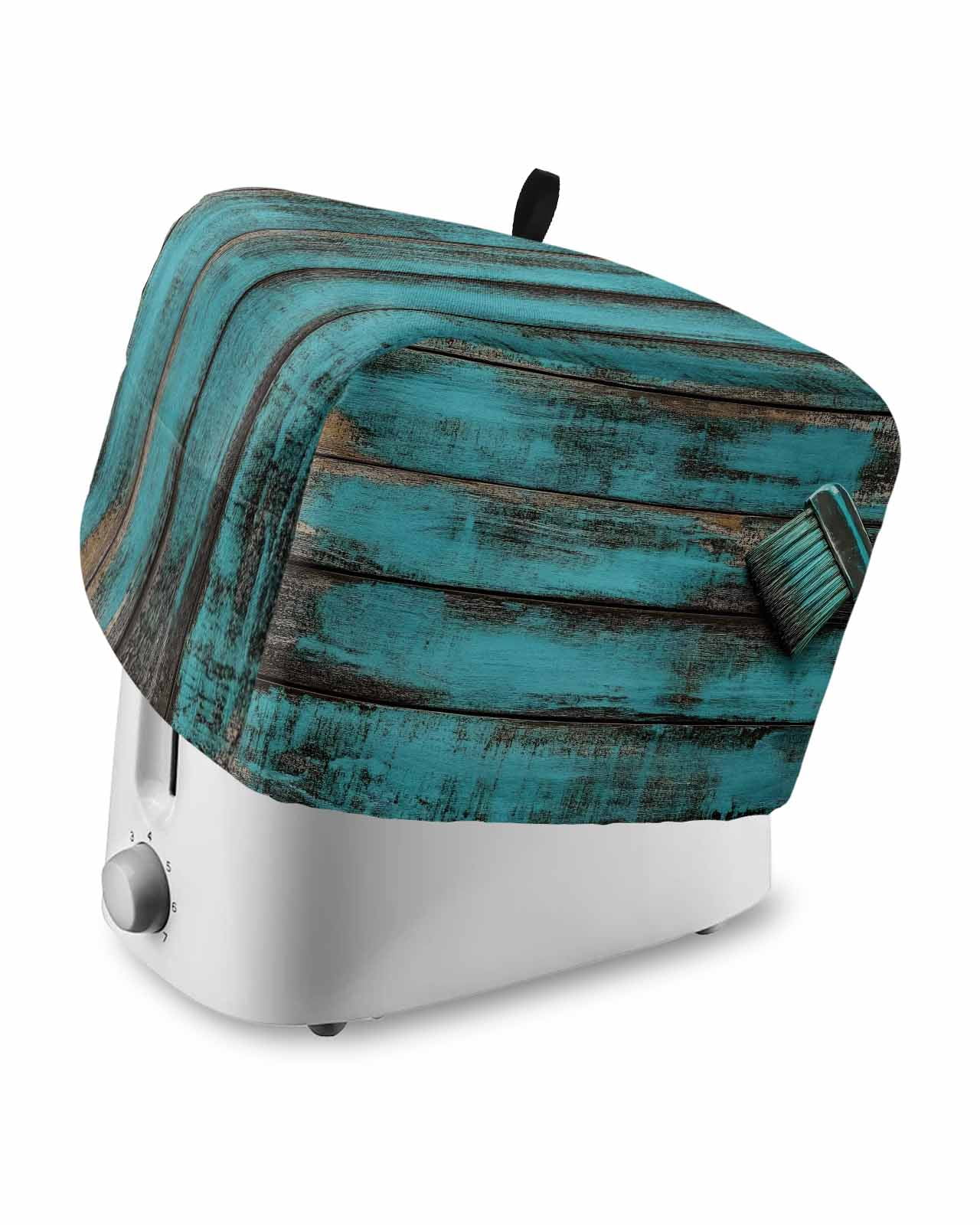 Fsddascl Teal Brown Wood Small Toaster Cover 2 Slice, Kitchen Appliance ...