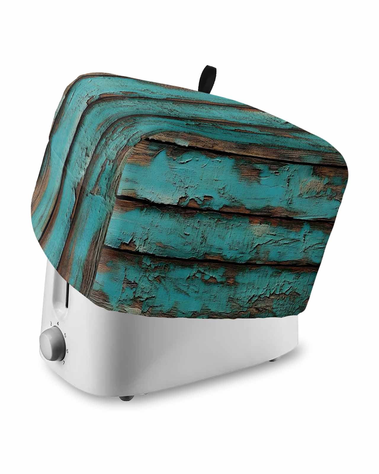 Fsddascl Teal Brown Wood Toaster Cover 2 Slice, Small Kitchen Appliance ...
