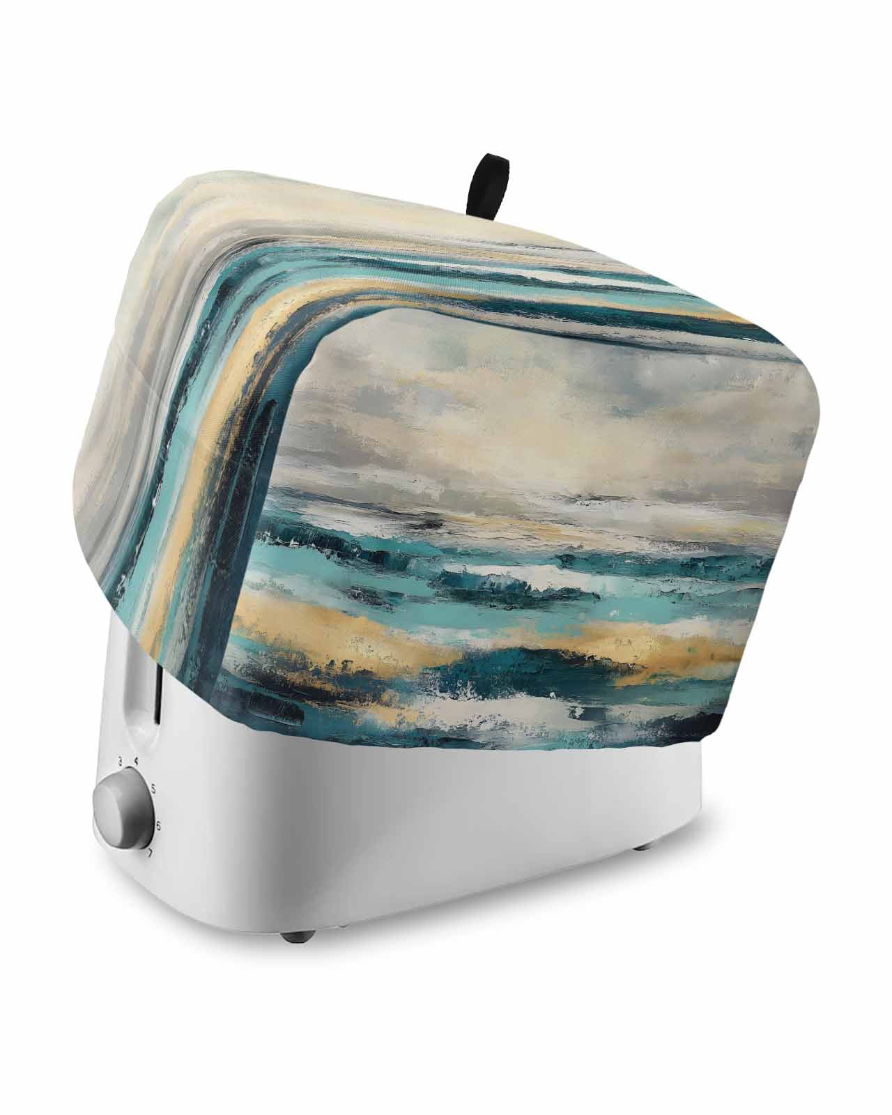 Fsddascl Teal Gold Coastal Wave Toaster Cover 2 Slice, Small Kitchen ...