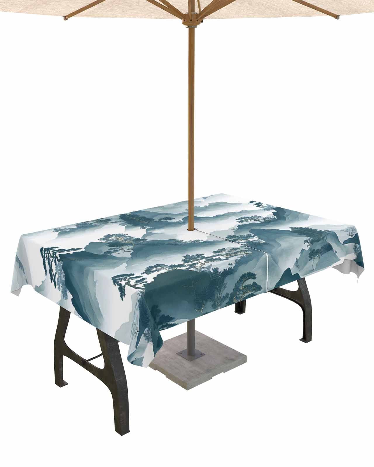 Fsddascl Teal Mountain Forest Outdoor Tablecloth - 60x102 Inch ...
