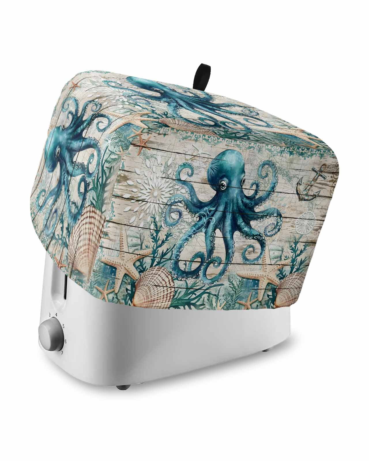 Fsddascl Teal Octopus Coastal Small Toaster Cover 2 Slice, Kitchen ...