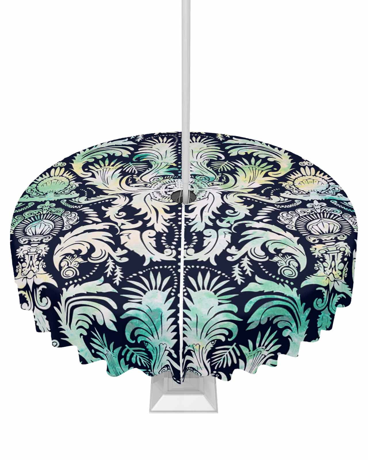 Fsddascl Teal Ombre Abstract Outdoor Tablecloth - 60 Inch Round Dining ...