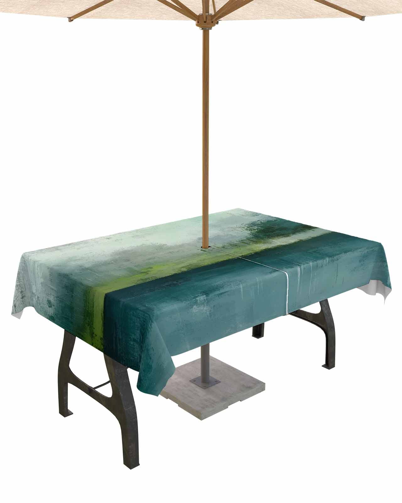 Fsddascl Teal Ombre Outdoor Tablecloth - 60x120 Inch Rectangle Dining ...
