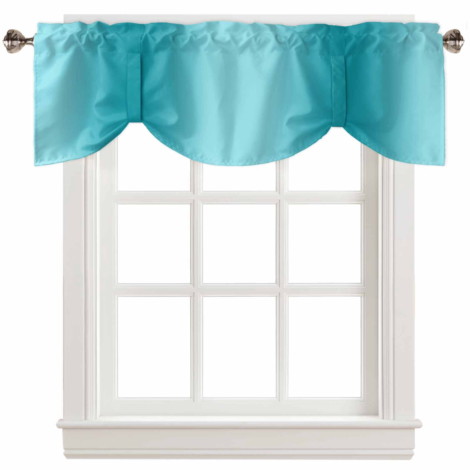 Fsddascl Teal Ombre Tie Up Valance Curtains for Windows, Kitchen ...