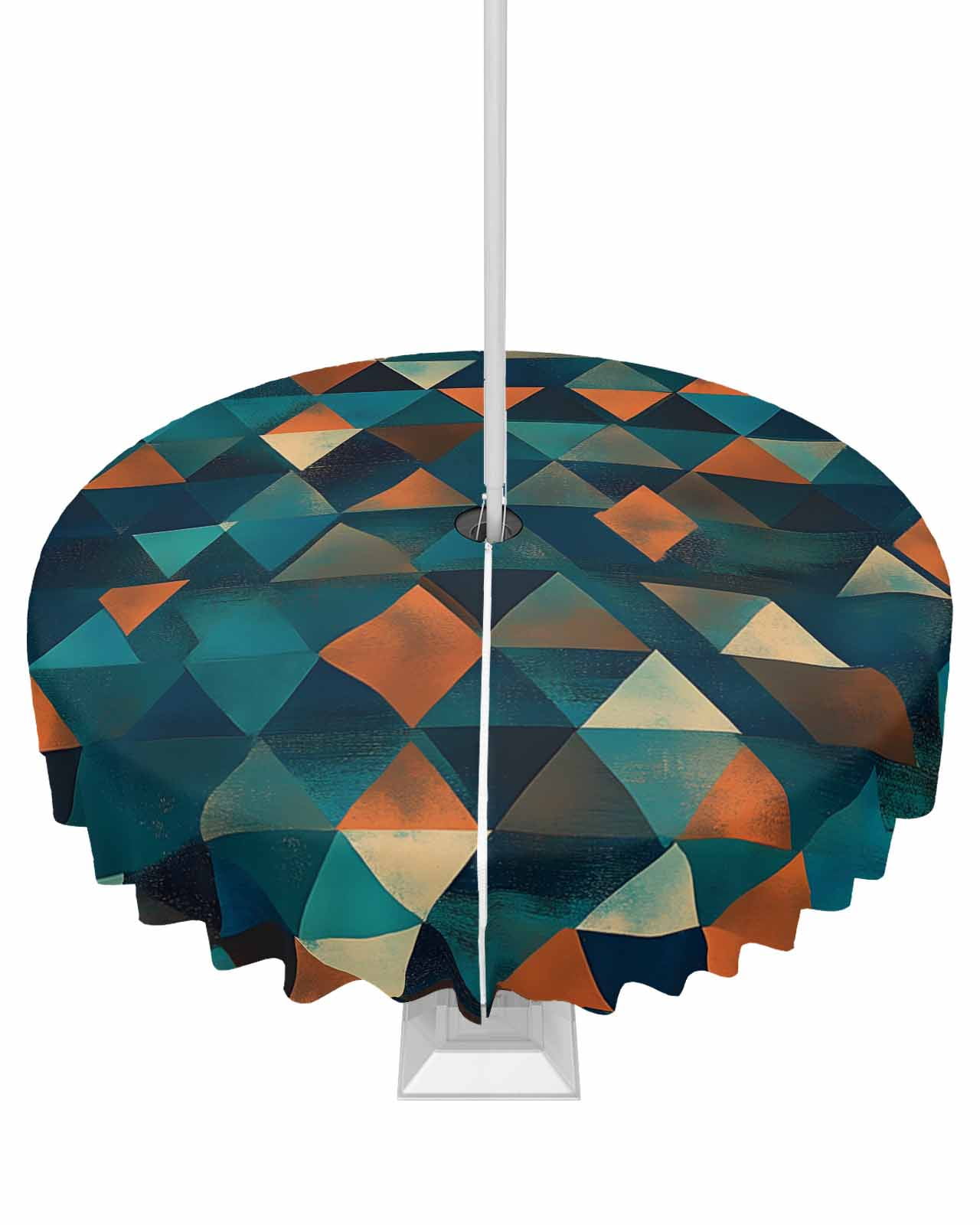 Fsddascl Teal Orange Abstract Art Outdoor Tablecloth - 54 Inch Round ...