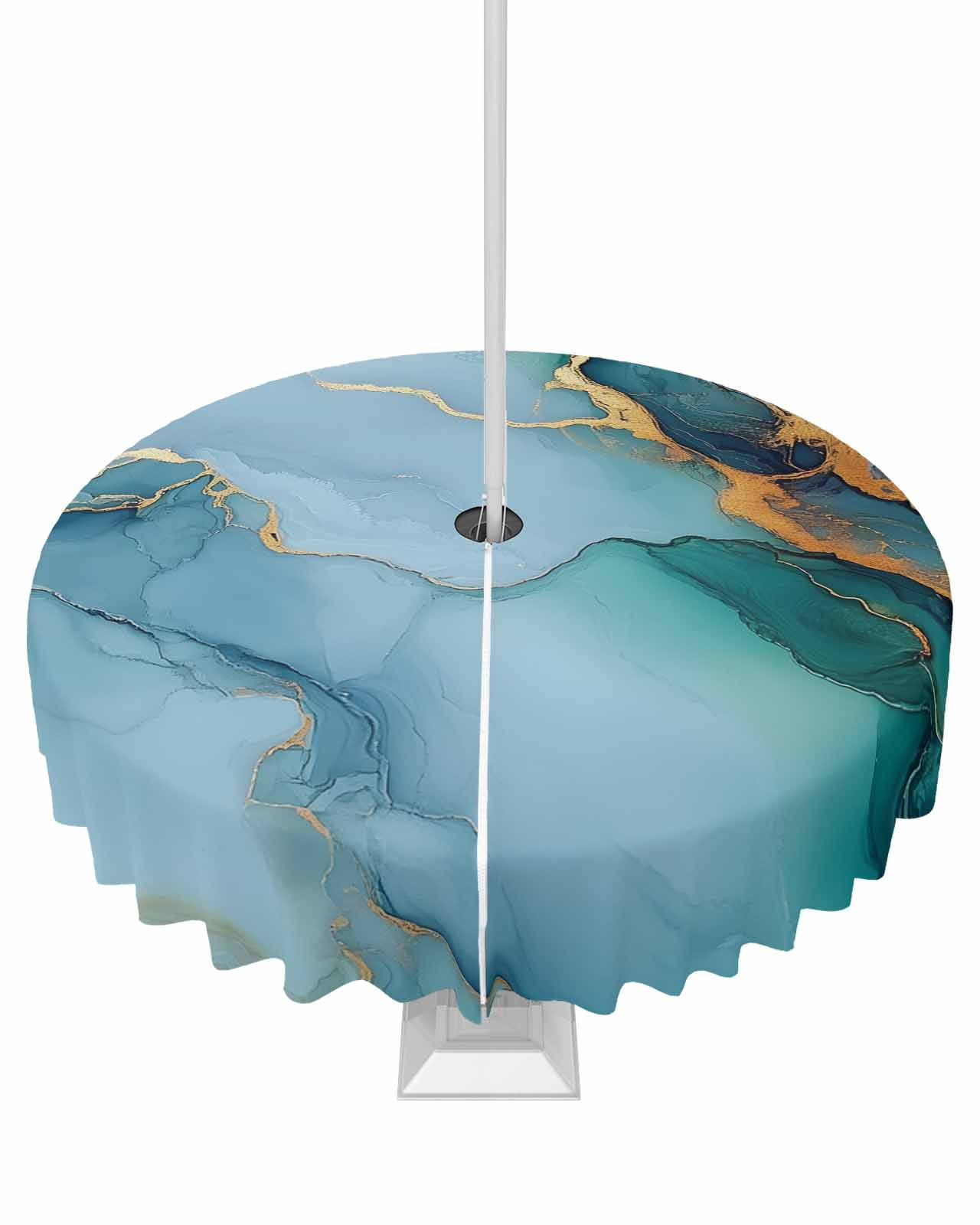Fsddascl Teal Outdoor Tablecloth - 60 Inch Round Dining Table Cover ...