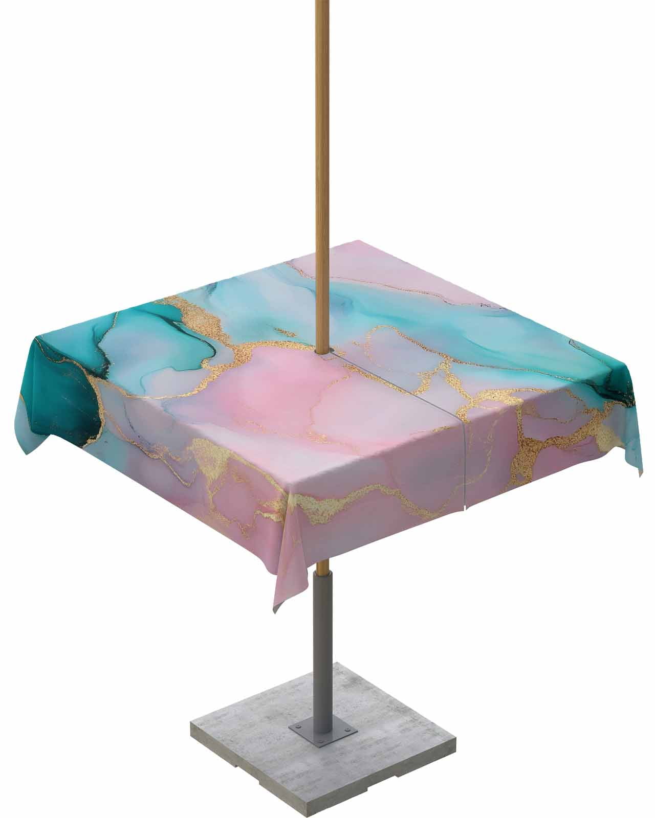 Fsddascl Teal Pink Marble Outdoor Tablecloth - 60x60 Inch Square Dining Table Cover, Abstract ...