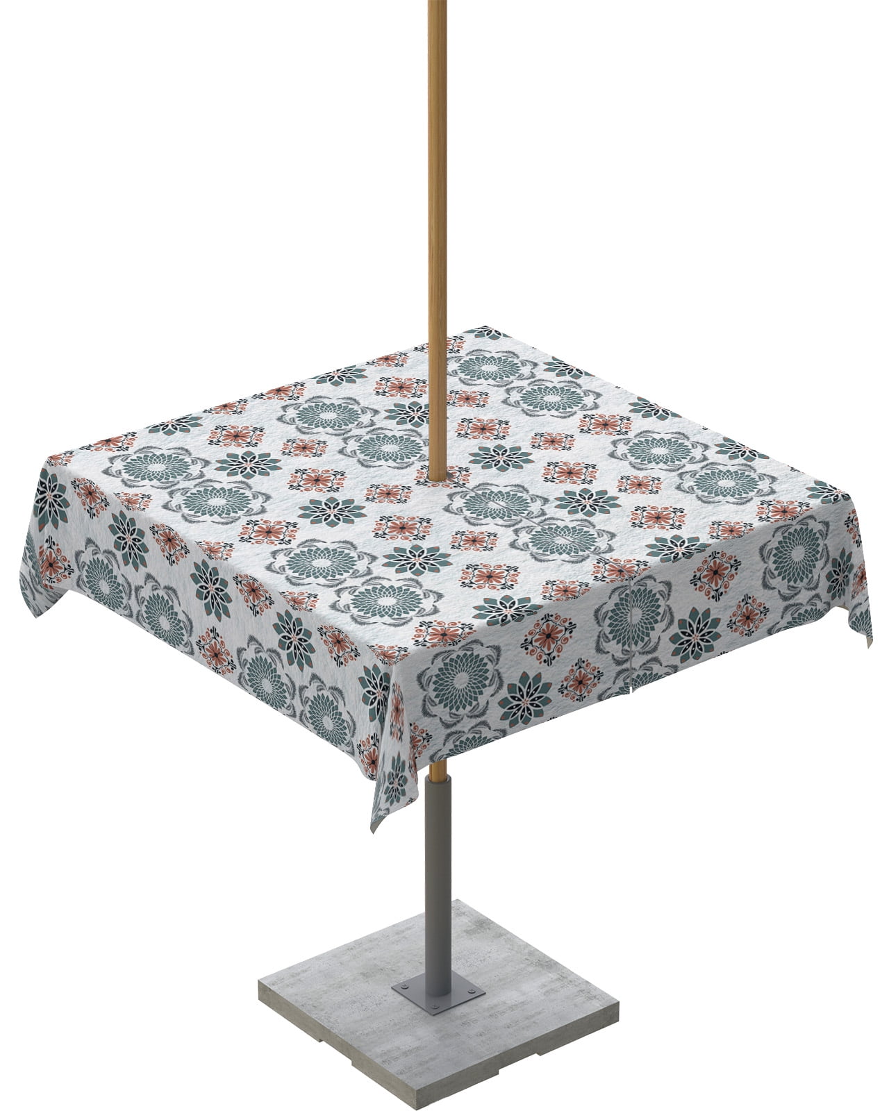 Fsddascl Teal Red Floral Outdoor Tablecloth - 60x60 Inch Square Dining ...