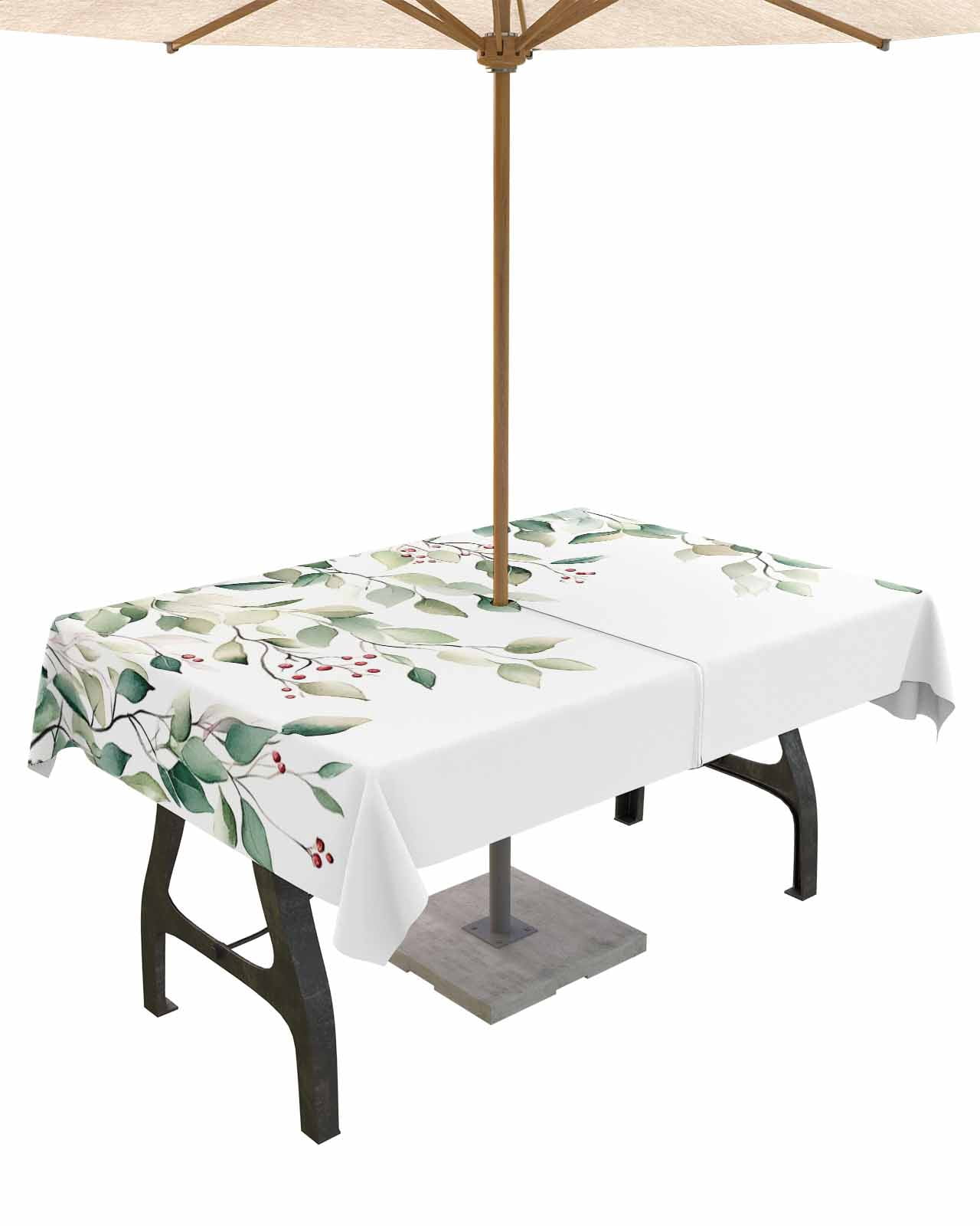 Fsddascl Teal Summer Eucalyptus Leaves Outdoor Tablecloth - 60x120 Inch ...