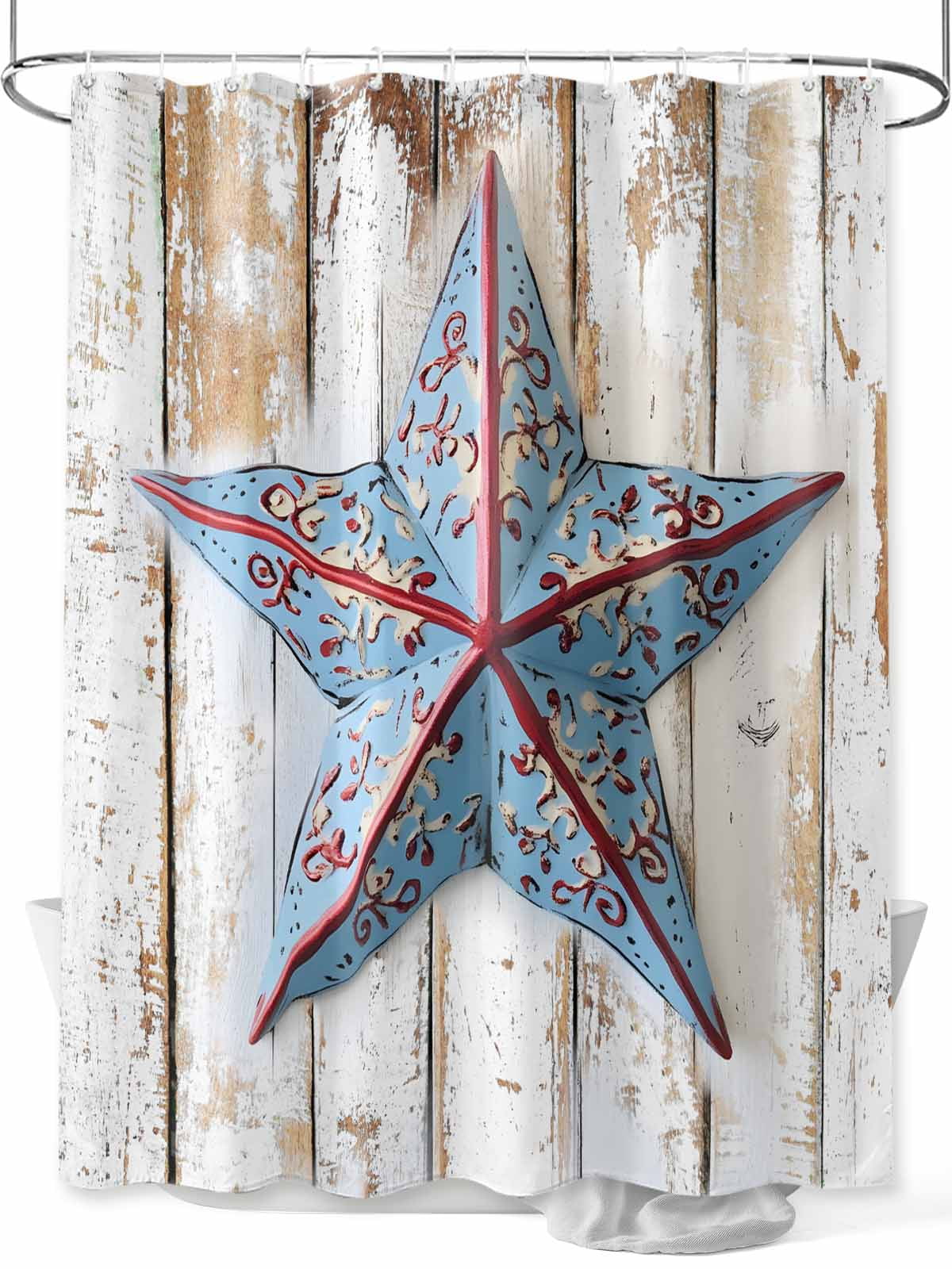 Fsddascl Texas Star Blue Red Shower Curtain Set - 54" x 78" Washable ...