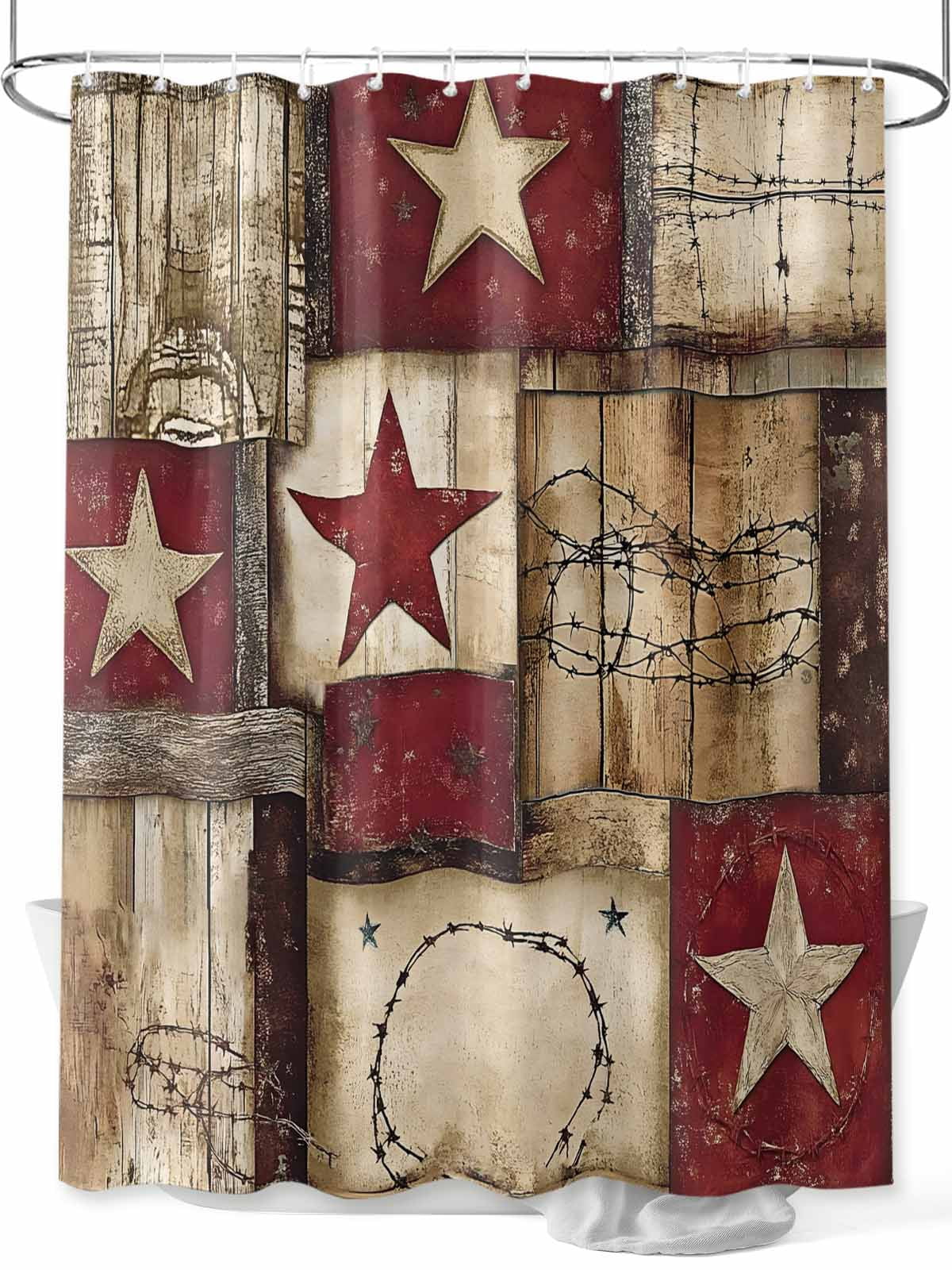 Fsddascl Texas Star Farm Shower Curtain Set - 48" x 72" Washable ...