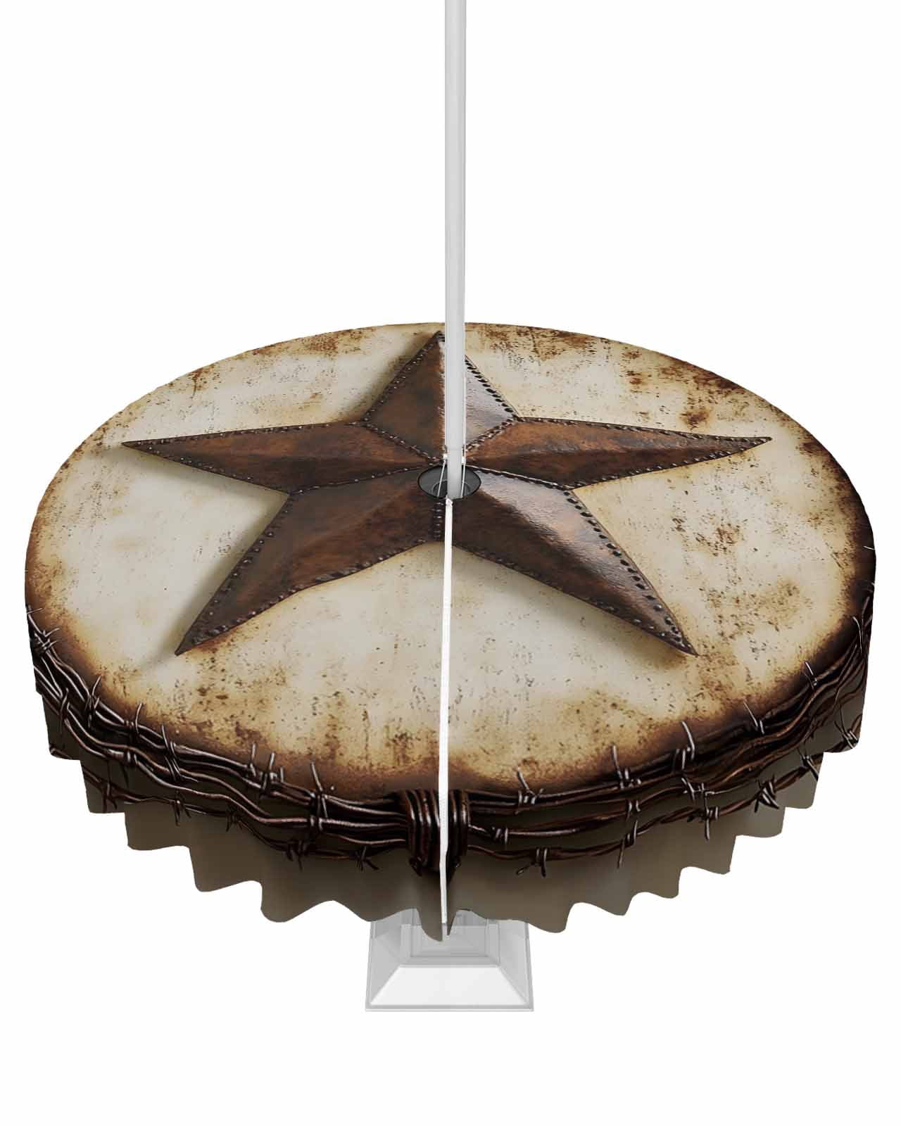 Fsddascl Texas Star Retro Outdoor Tablecloth - 54 Inch Round Dining ...