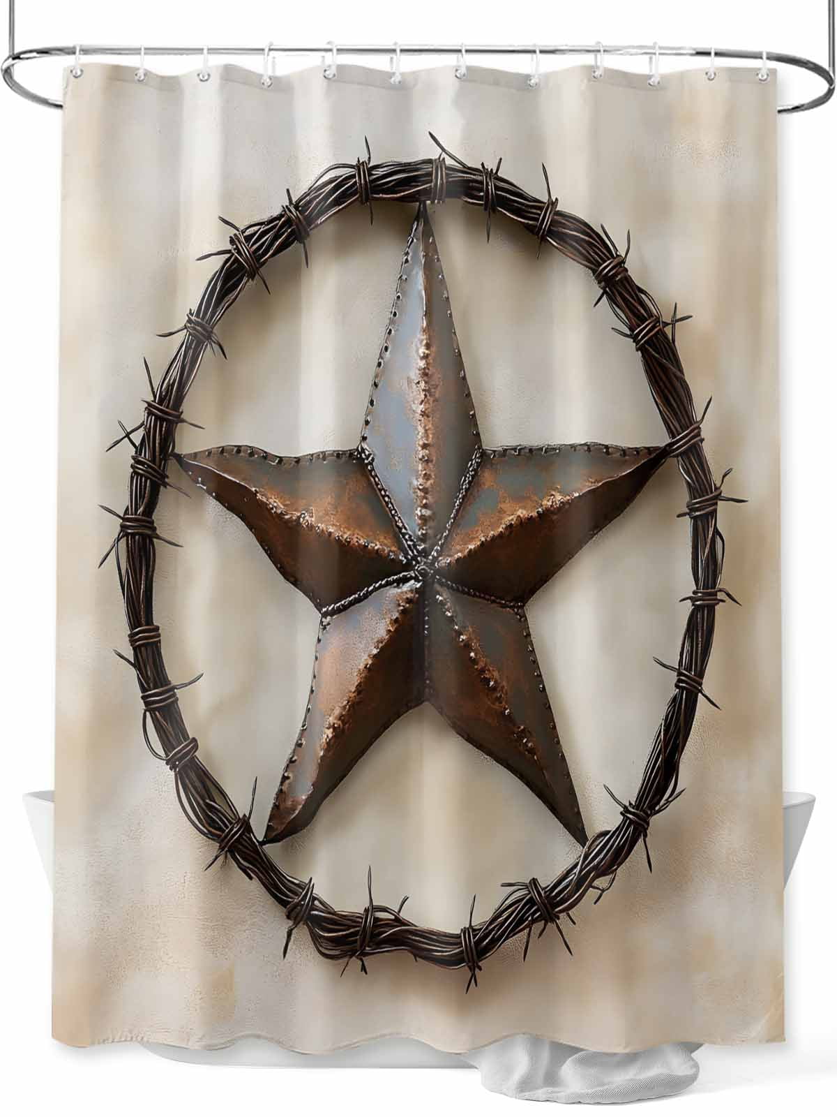 Fsddascl Texas Star Retro Shower Curtain Set - 60" x 72" Washable ...