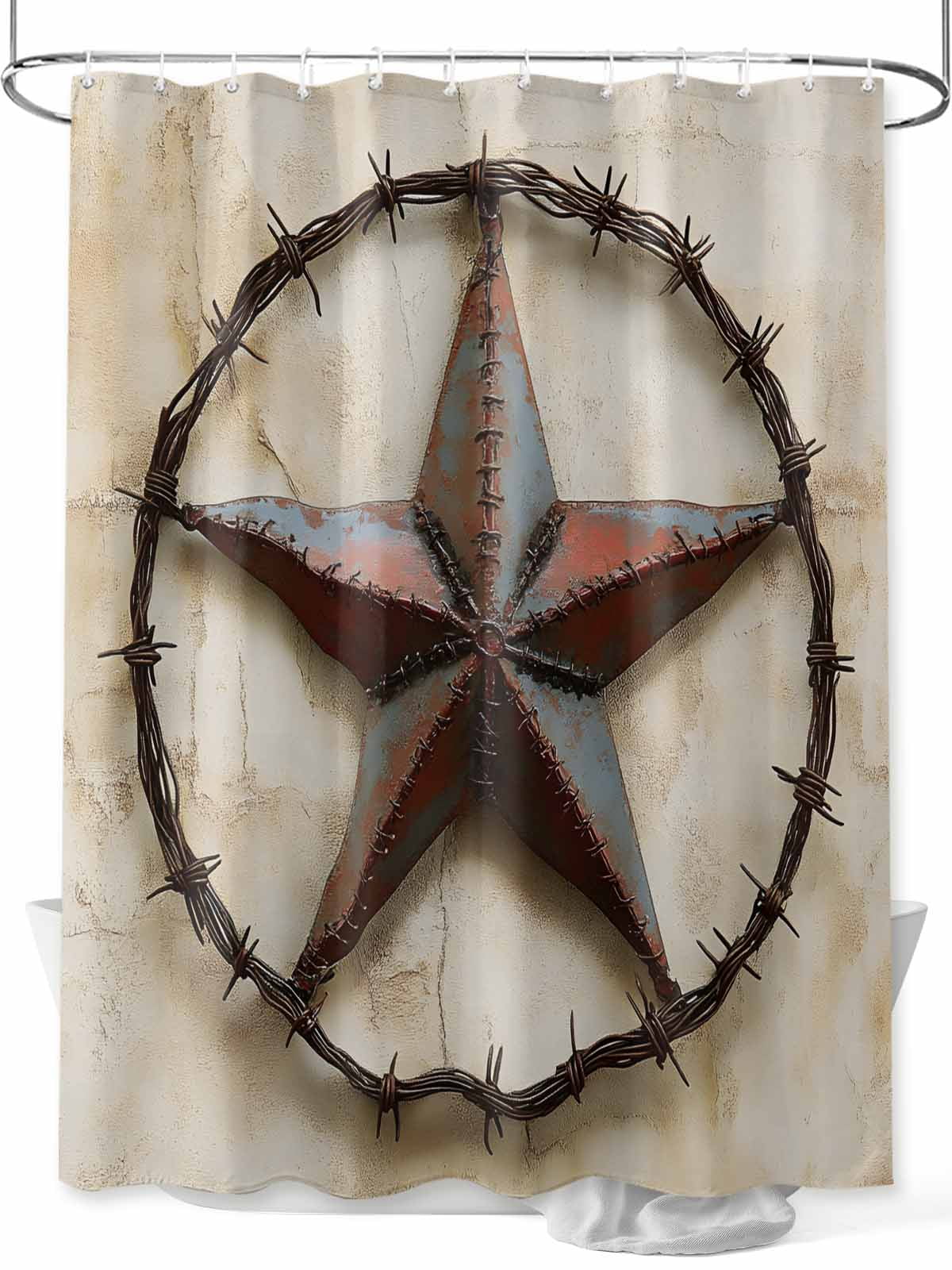 Fsddascl Texas Star Vintage Shower Curtain Set - 54" x 78" Washable ...