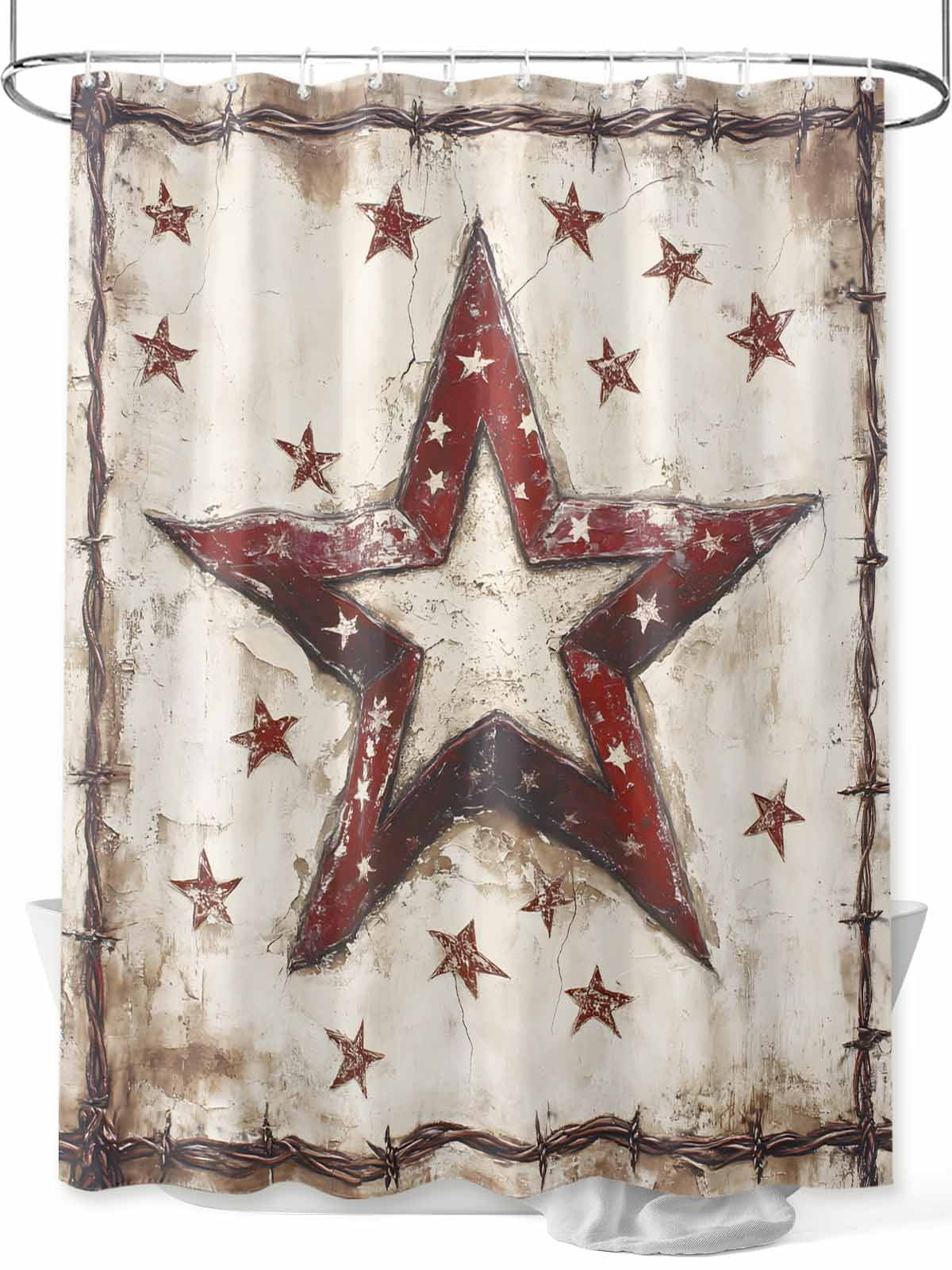 Fsddascl Texas Star Western Shower Curtain Set - 48" x 72" Washable ...