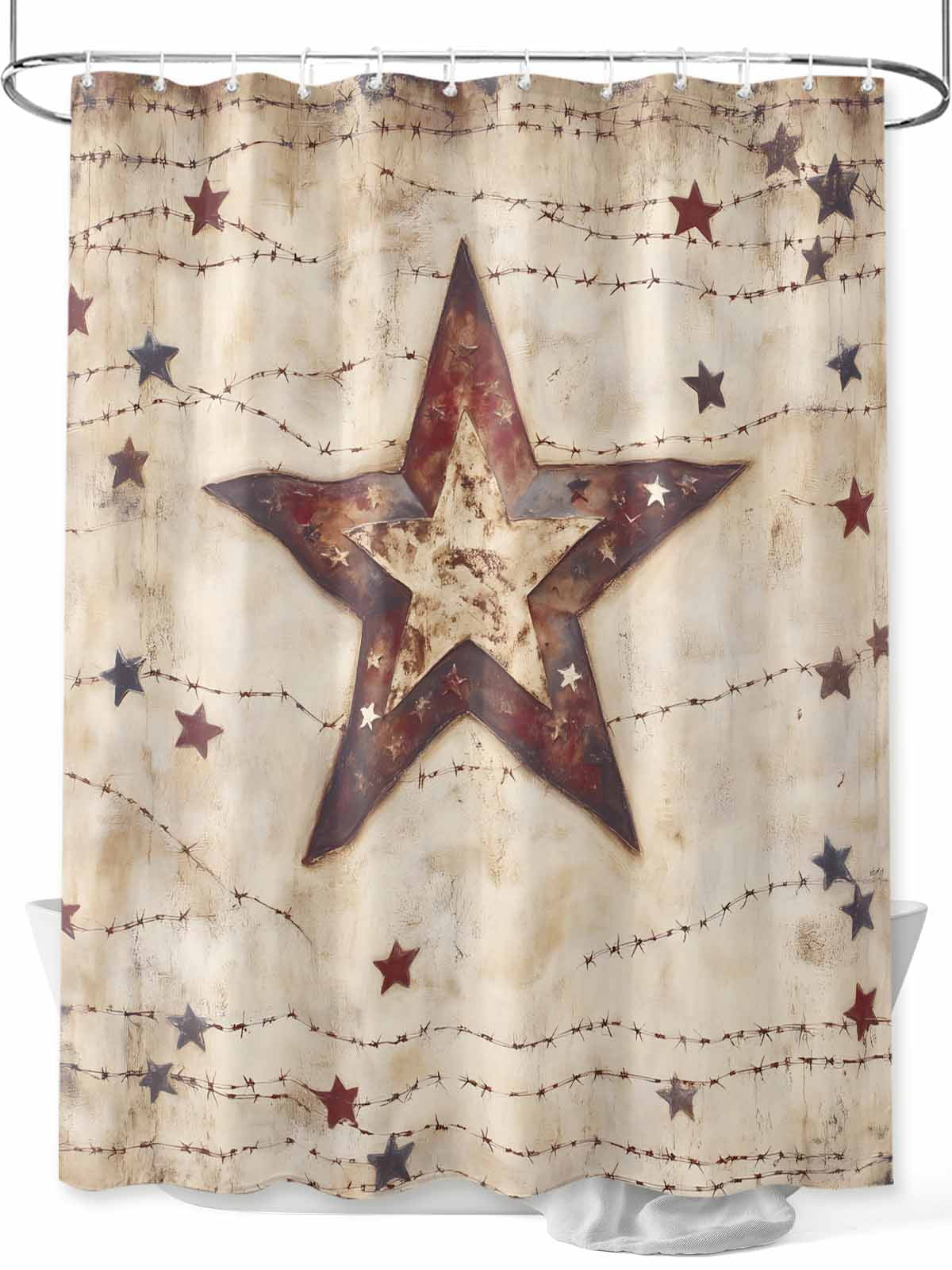 Fsddascl Texas Star Western Shower Curtain Set - 60" x 72" Washable ...