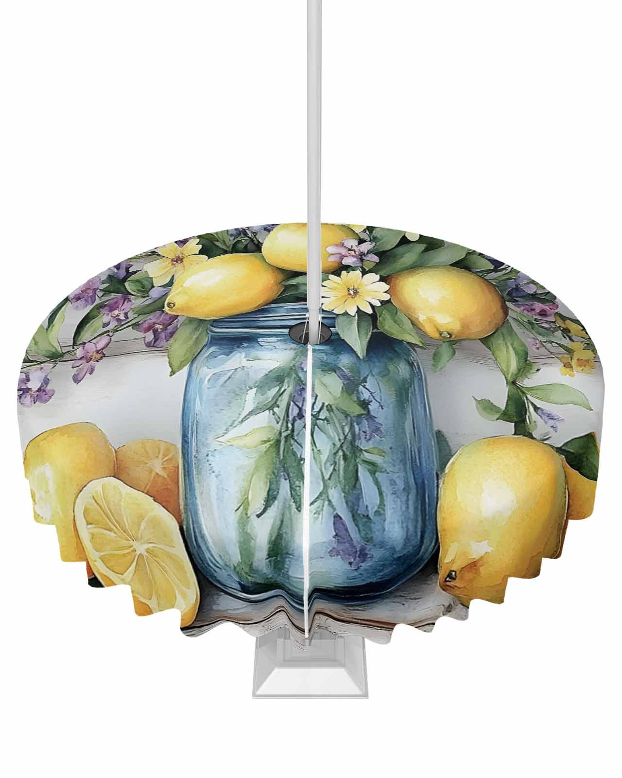 Fsddascl Tropical Lemon Outdoor Tablecloth - 54 Inch Round Dining Table ...