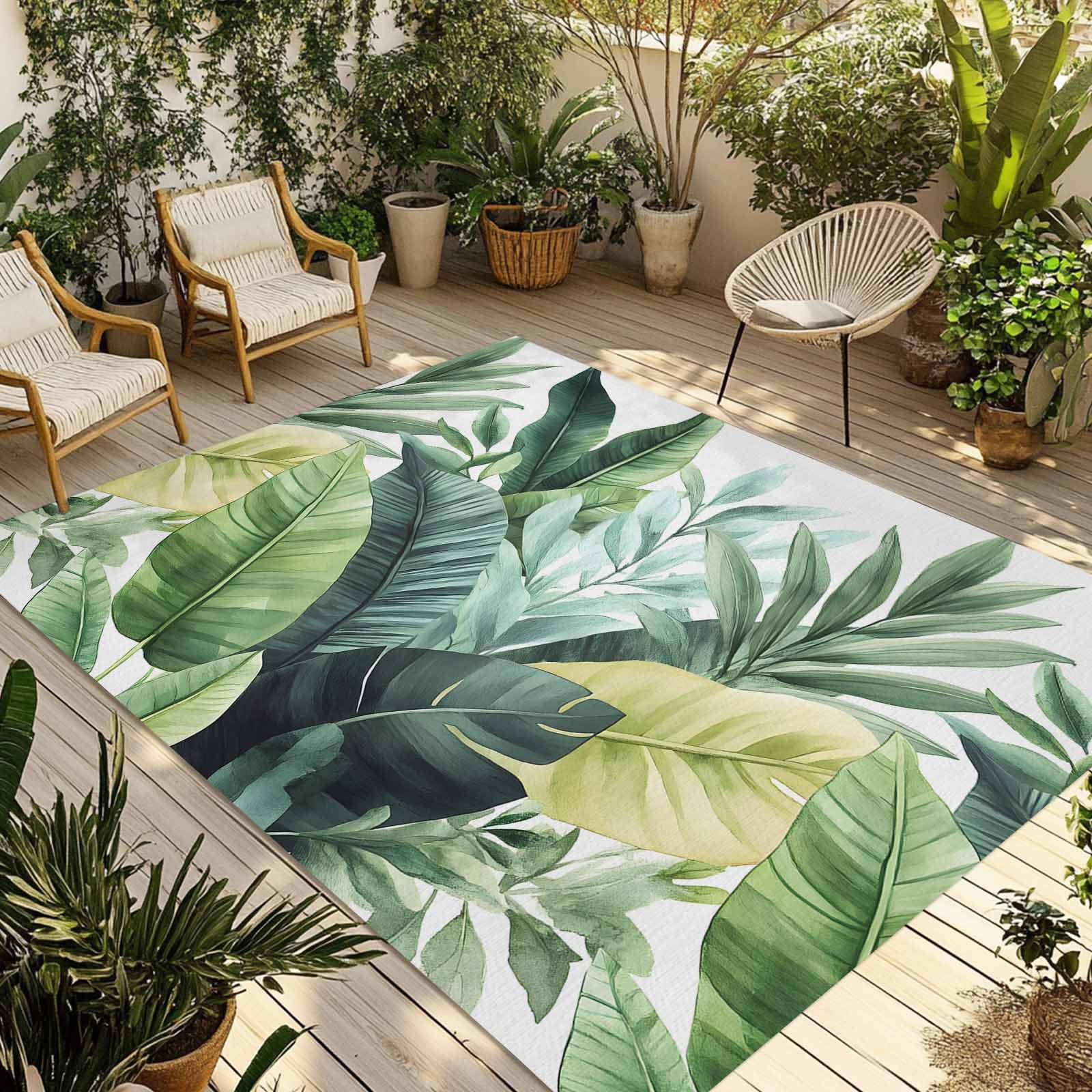 Fsddascl Tropical Plants Outdoor Rug for Patio/Deck/Porch, Non-Slip ...