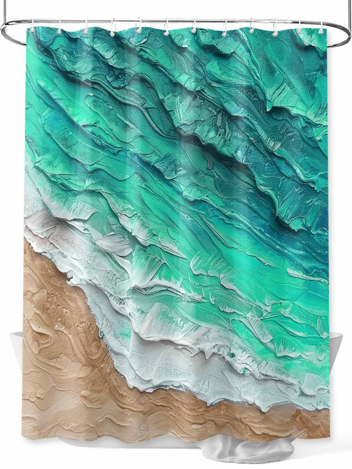 Fsddascl Turquoise Coastal Beach Shower Curtain Set - 54" x 78 ...
