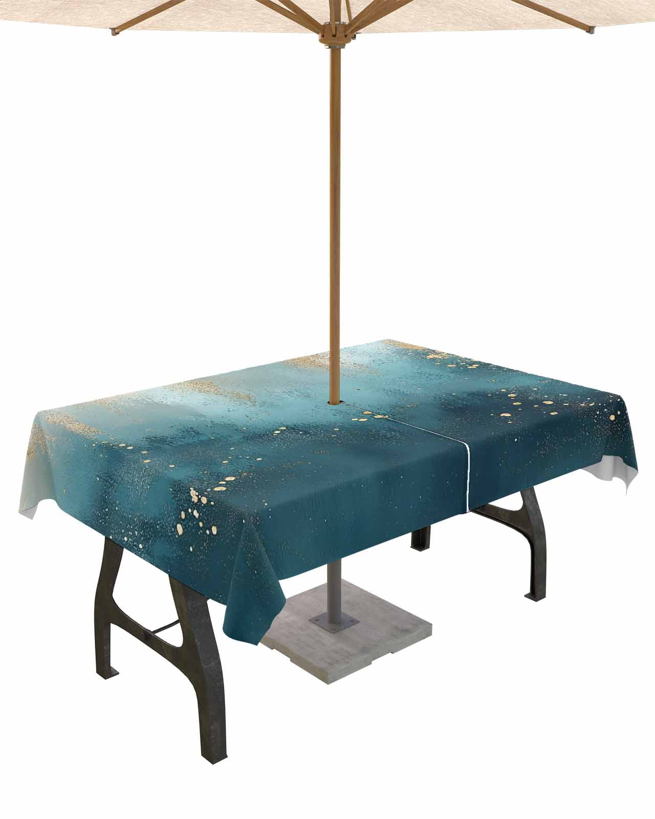 Fsddascl Turquoise Gold Geometric Outdoor Tablecloth - 60x120 Inch ...