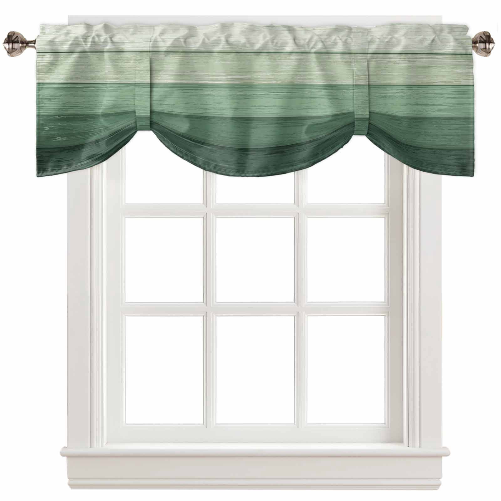 Fsddascl Turquoise Ombre Tie Up Valance Curtains for Windows, Kitchen ...
