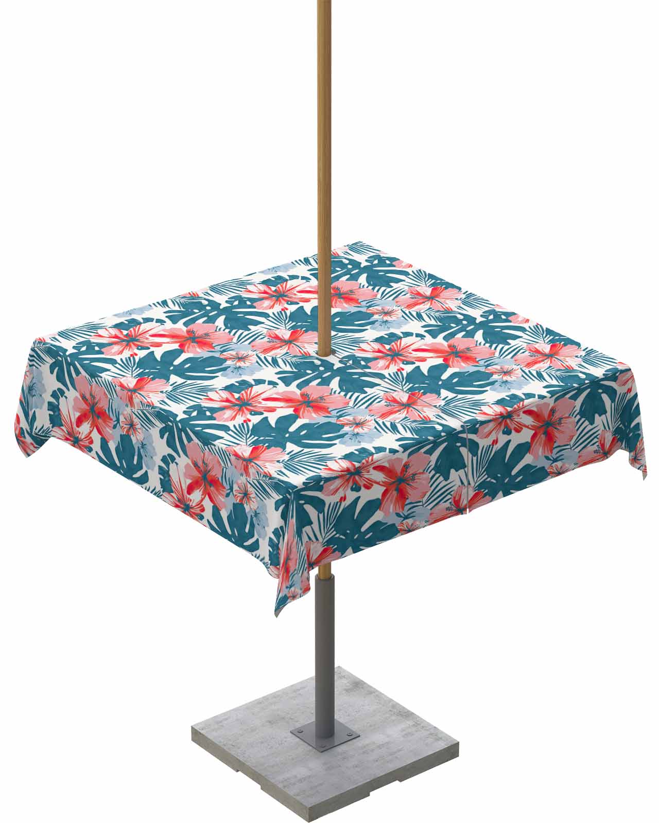 Fsddascl Turquoise Red Botanical Outdoor Tablecloth - 60x60 Inch Square ...