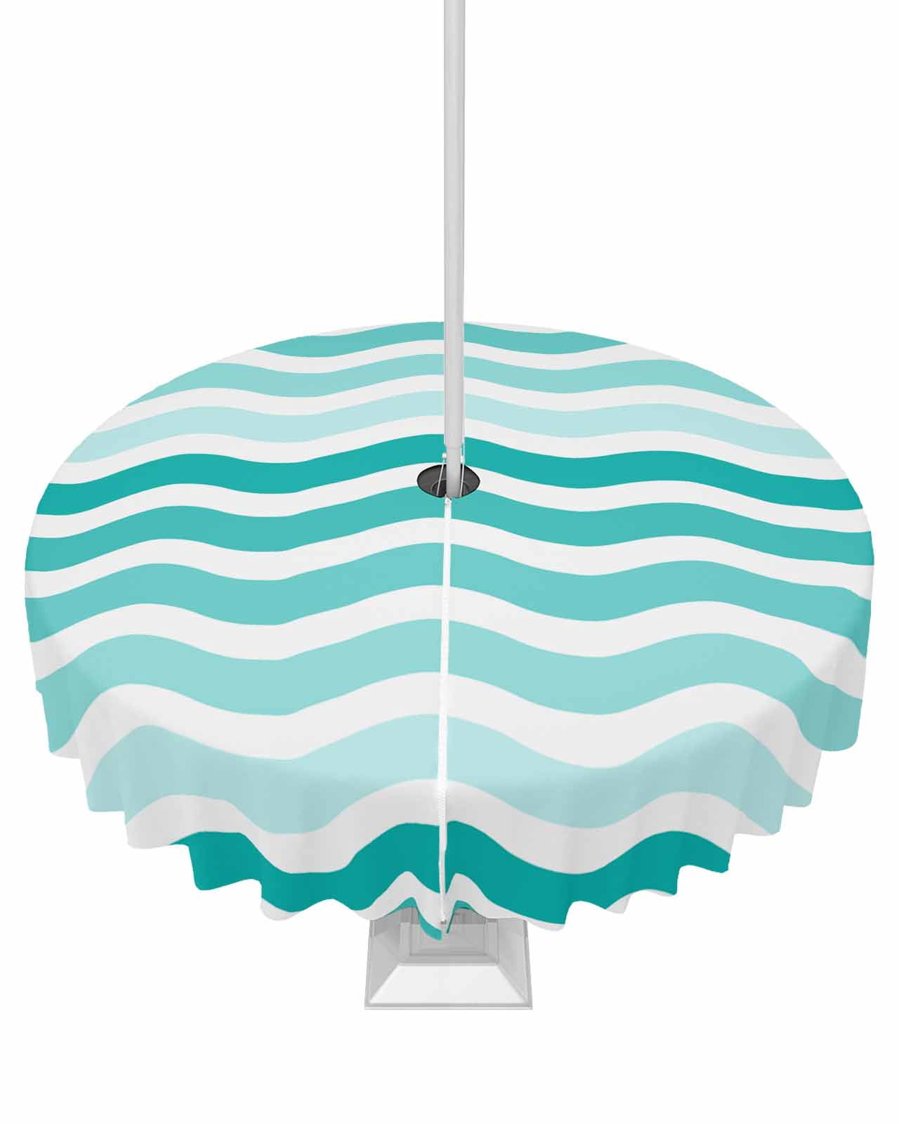 Fsddascl Turquoise Striped Ombre Outdoor Tablecloth - 54 Inch Round ...