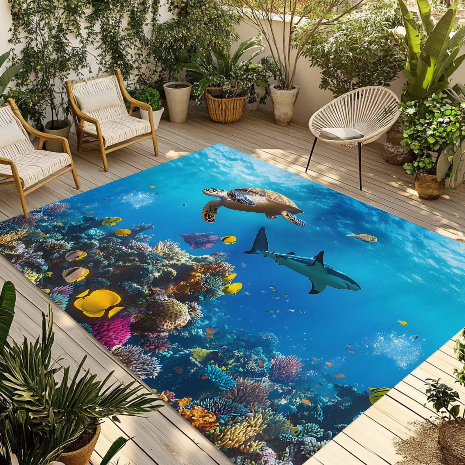 Fsddascl Turtle Outdoor Rug for Patio/Deck/Porch, Non-Slip Large Area ...