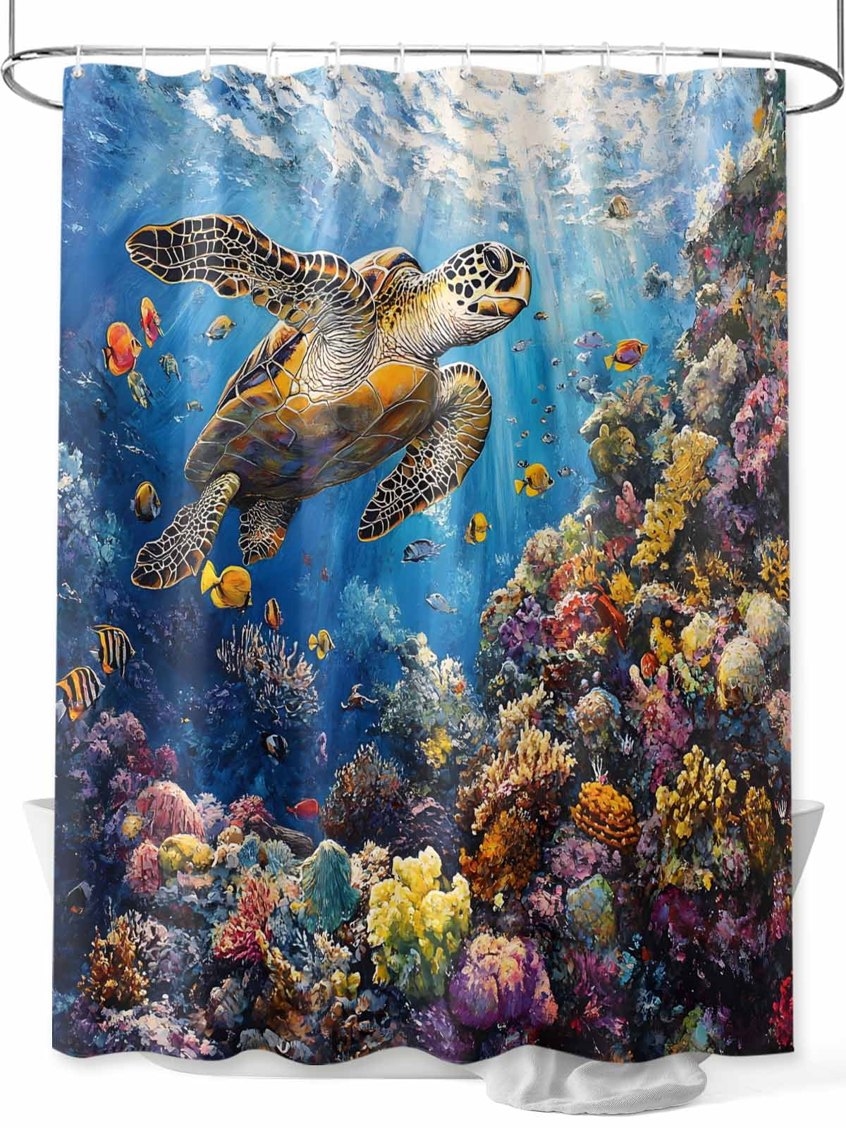 Fsddascl Turtle Shower Curtain Set - 36" x 78" Washable Bathtub Curtain ...
