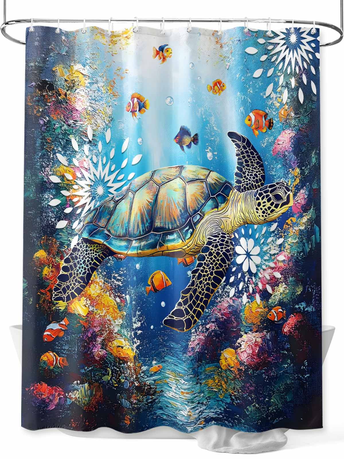 Fsddascl Turtle Shower Curtain Set - 60" x 72" Washable Bathtub Curtain ...