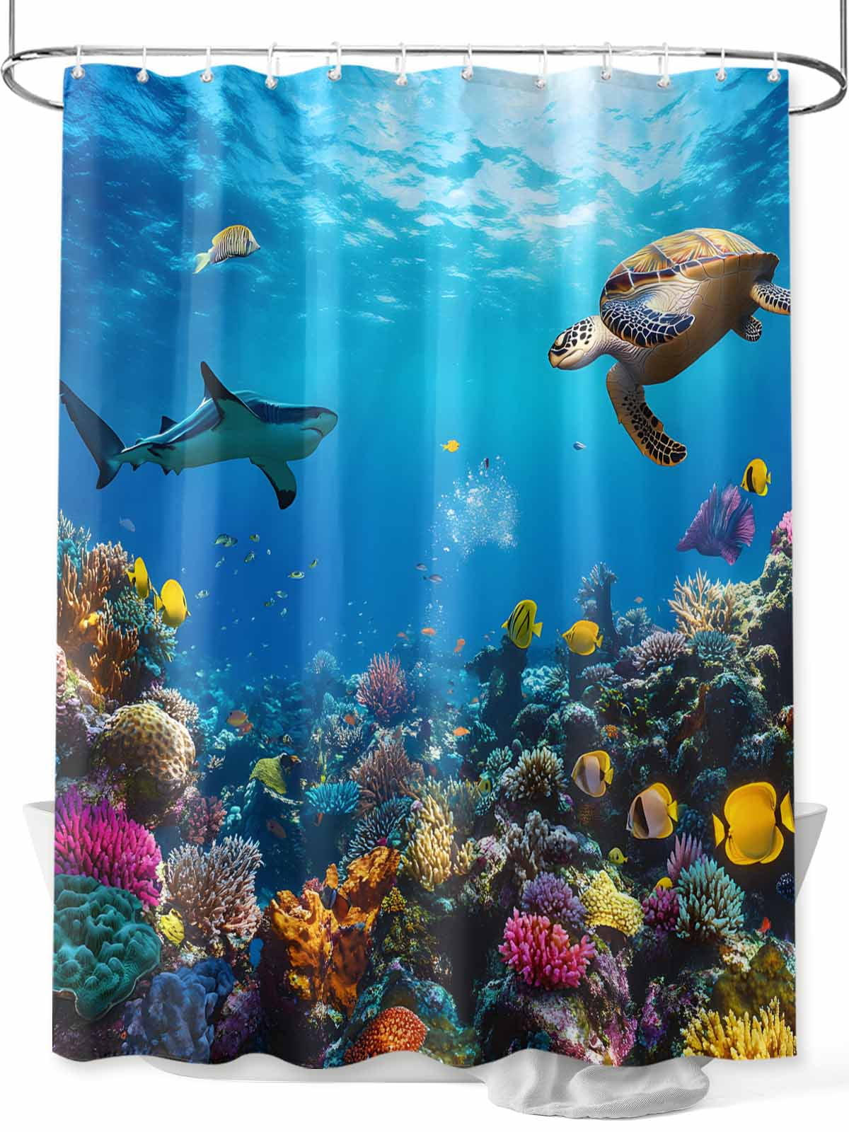 Fsddascl Turtle Shower Curtain Set - 66" x 72" Washable Bathtub Curtain ...