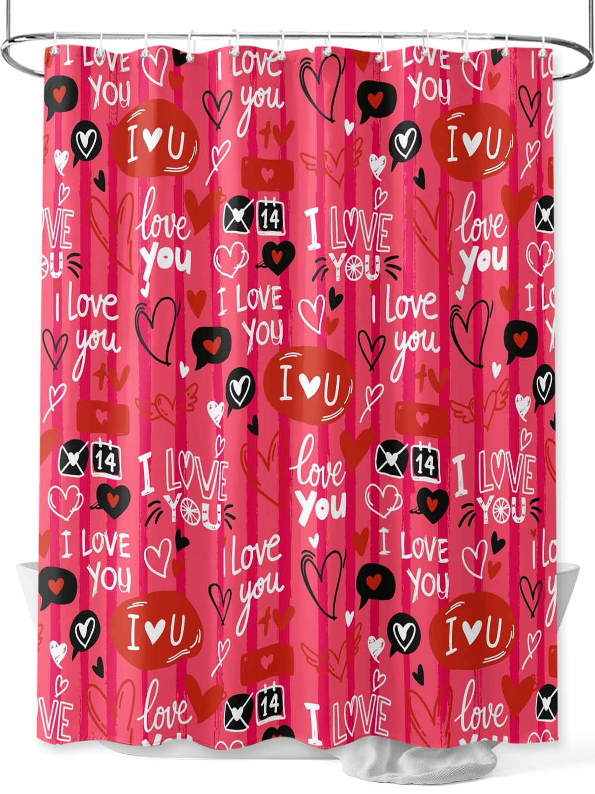 Fsddascl Valentines Red Shower Curtain Set - Long 72" x 84" Washable ...