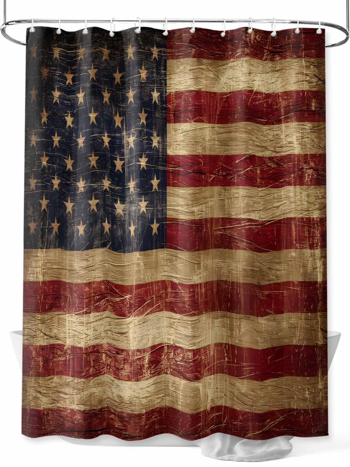 Fsddascl Vintage American Flag Shower Curtain Set - 36" x 78" Washable ...