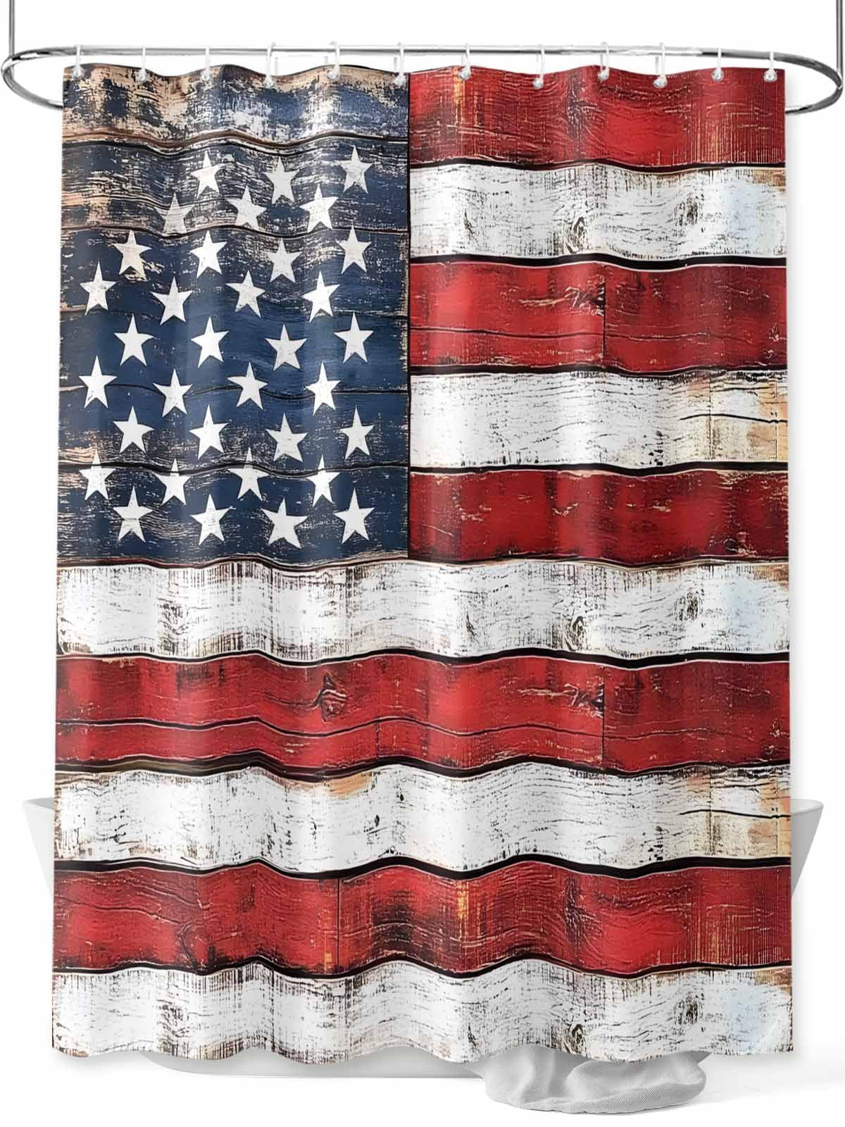 Fsddascl Vintage American Flag Shower Curtain Set - 54" x 78" Washable ...