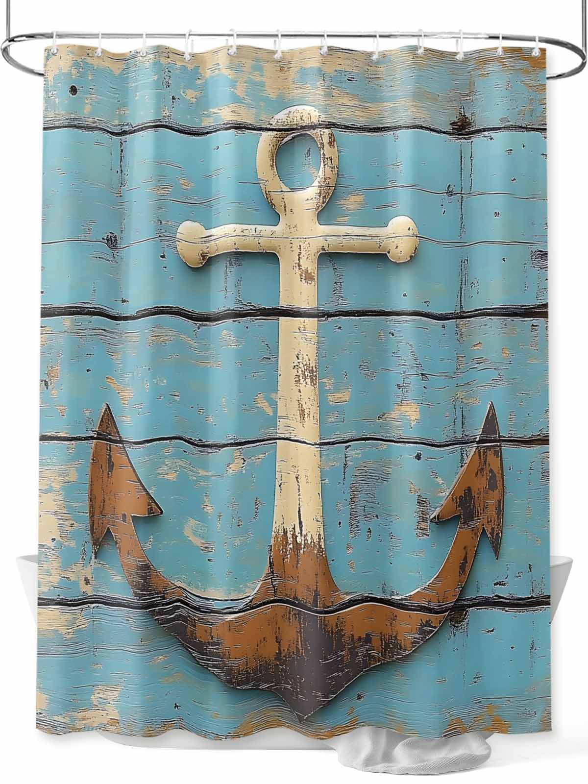 Fsddascl Vintage Anchor Shower Curtain Set - 66" x 72" Washable Bathtub ...