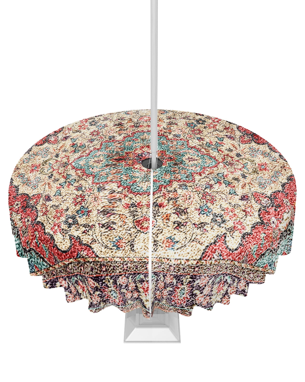 Fsddascl Vintage Boho Outdoor Tablecloth - 60 Inch Round Dining Table ...