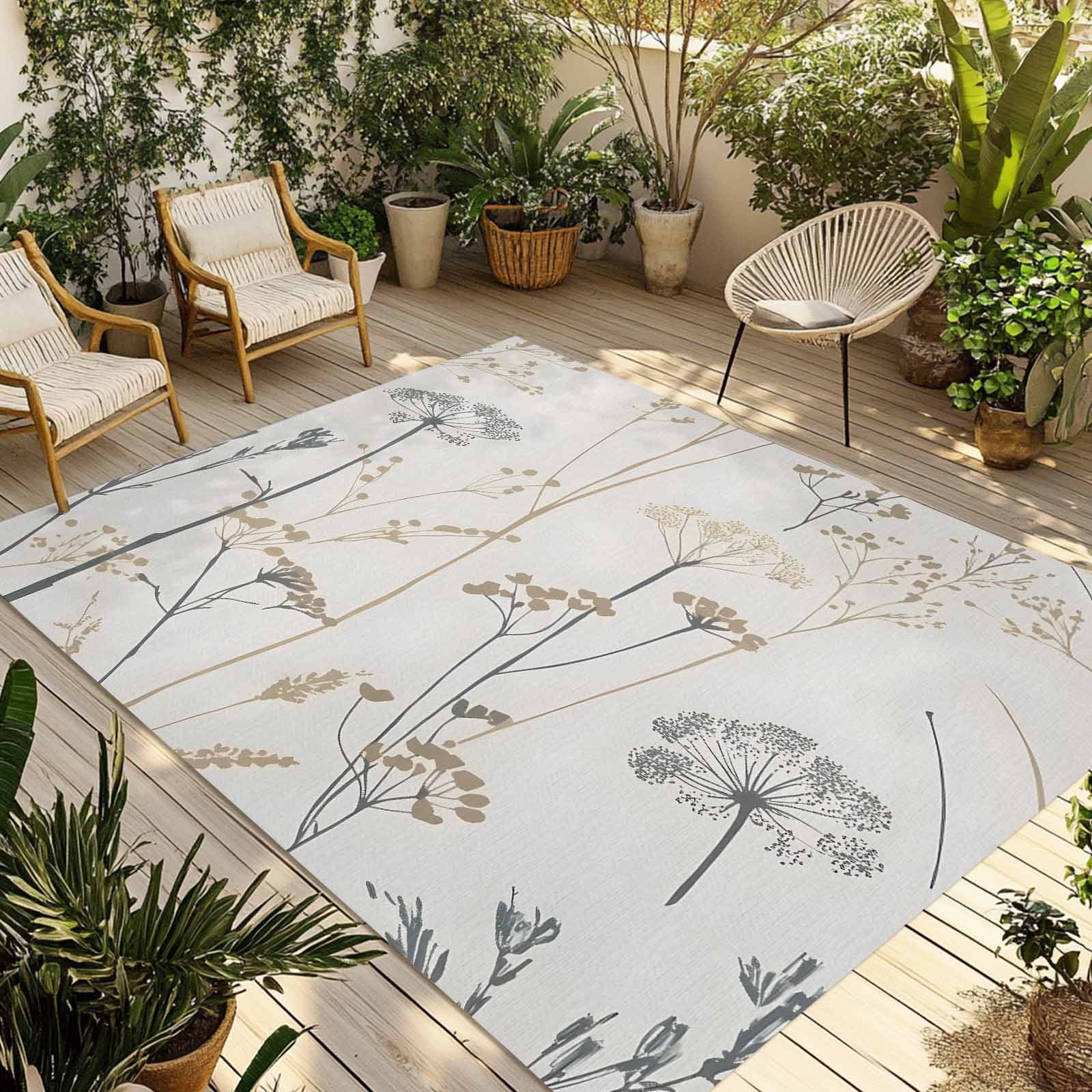 Fsddascl Vintage Botanical Floral Outdoor Rug for Patio/Deck/Porch, Non ...
