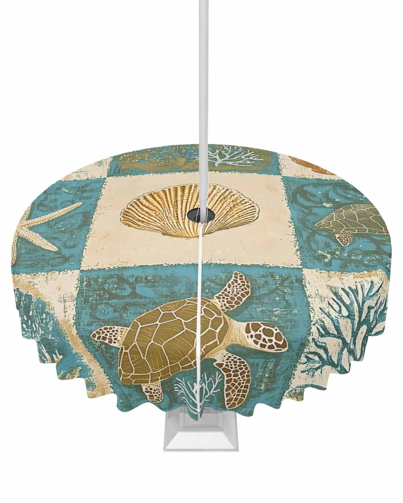 Fsddascl Vintage Coastal Outdoor Tablecloth - 54 Inch Round Dining ...