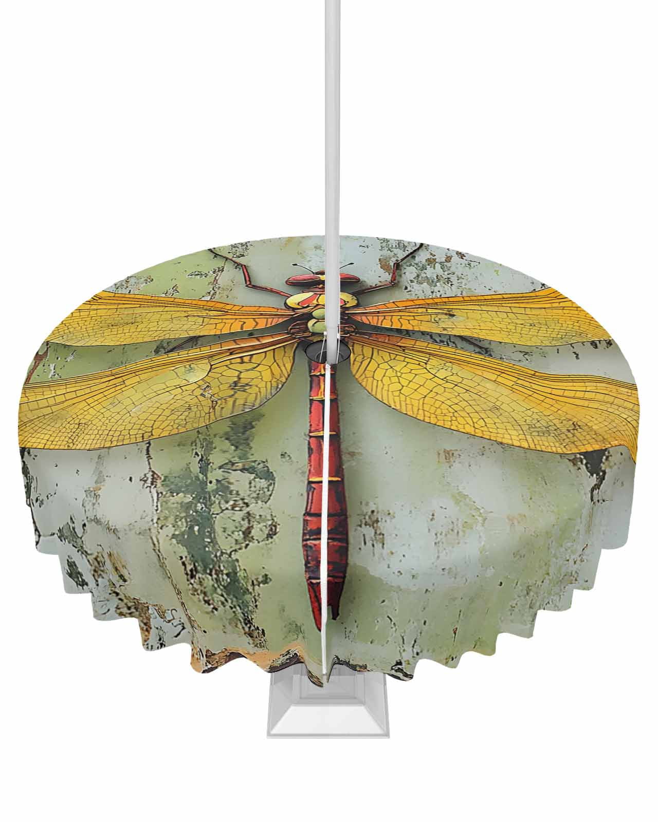 Fsddascl Vintage Dragonfly Outdoor Tablecloth - 54 Inch Round Dining ...