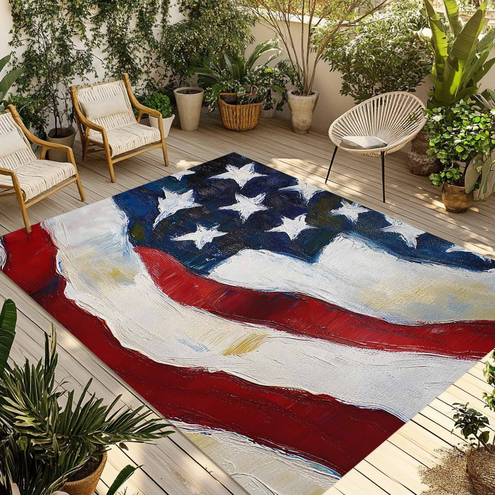 Fsddascl Vintage Flag Outdoor Rug for Patio/Deck/Porch, Non-Slip Large ...