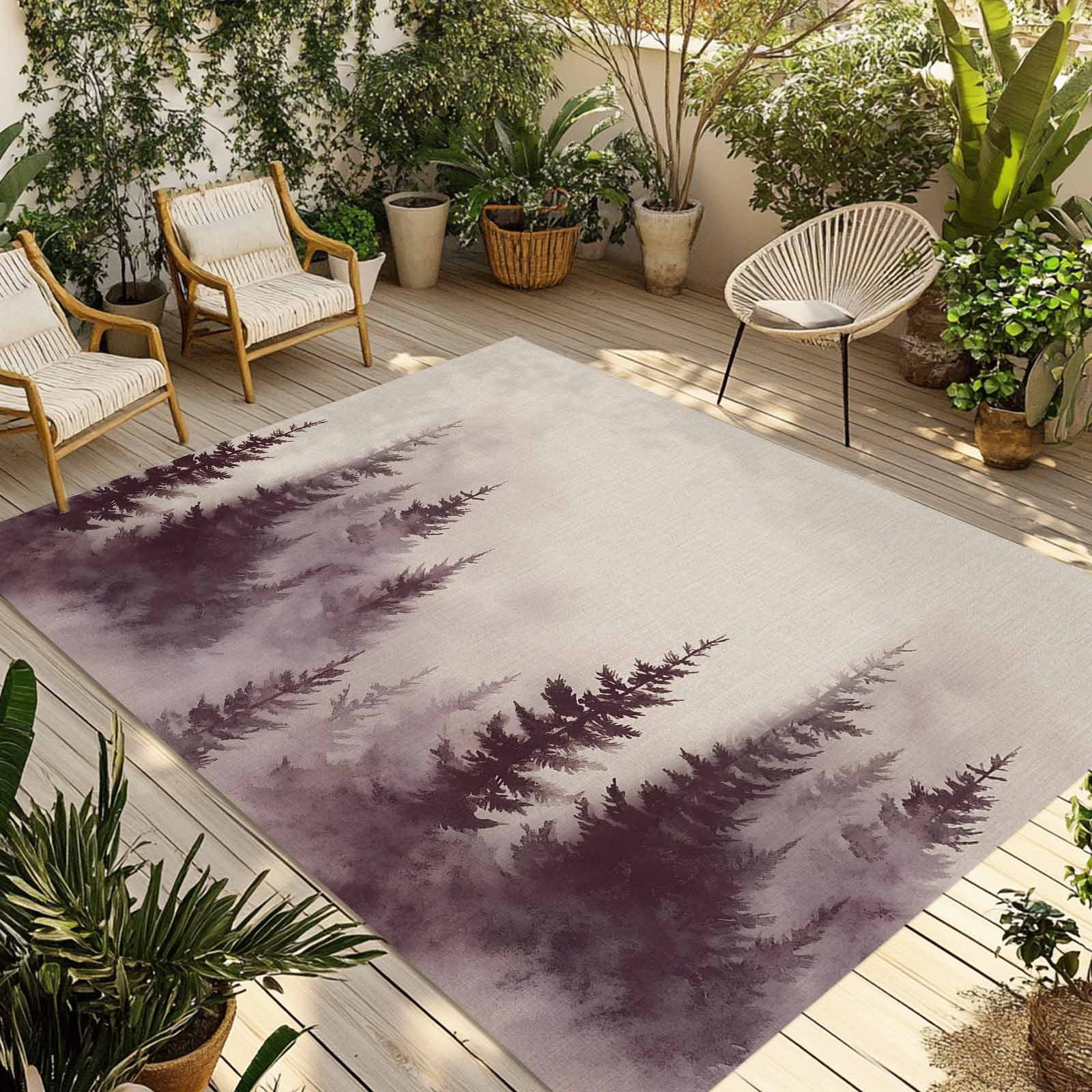 Fsddascl Vintage Forest Outdoor Rug for Patio/Deck/Porch, Non-Slip ...