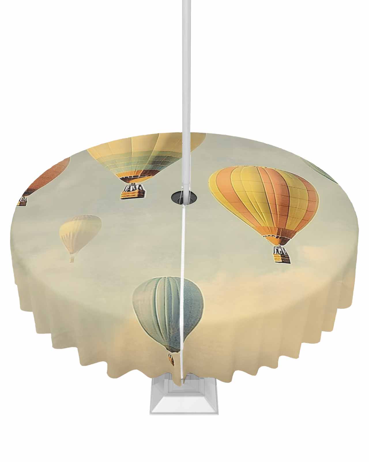 Fsddascl Vintage Hot Air Balloon Outdoor Tablecloth - 60 Inch Round ...