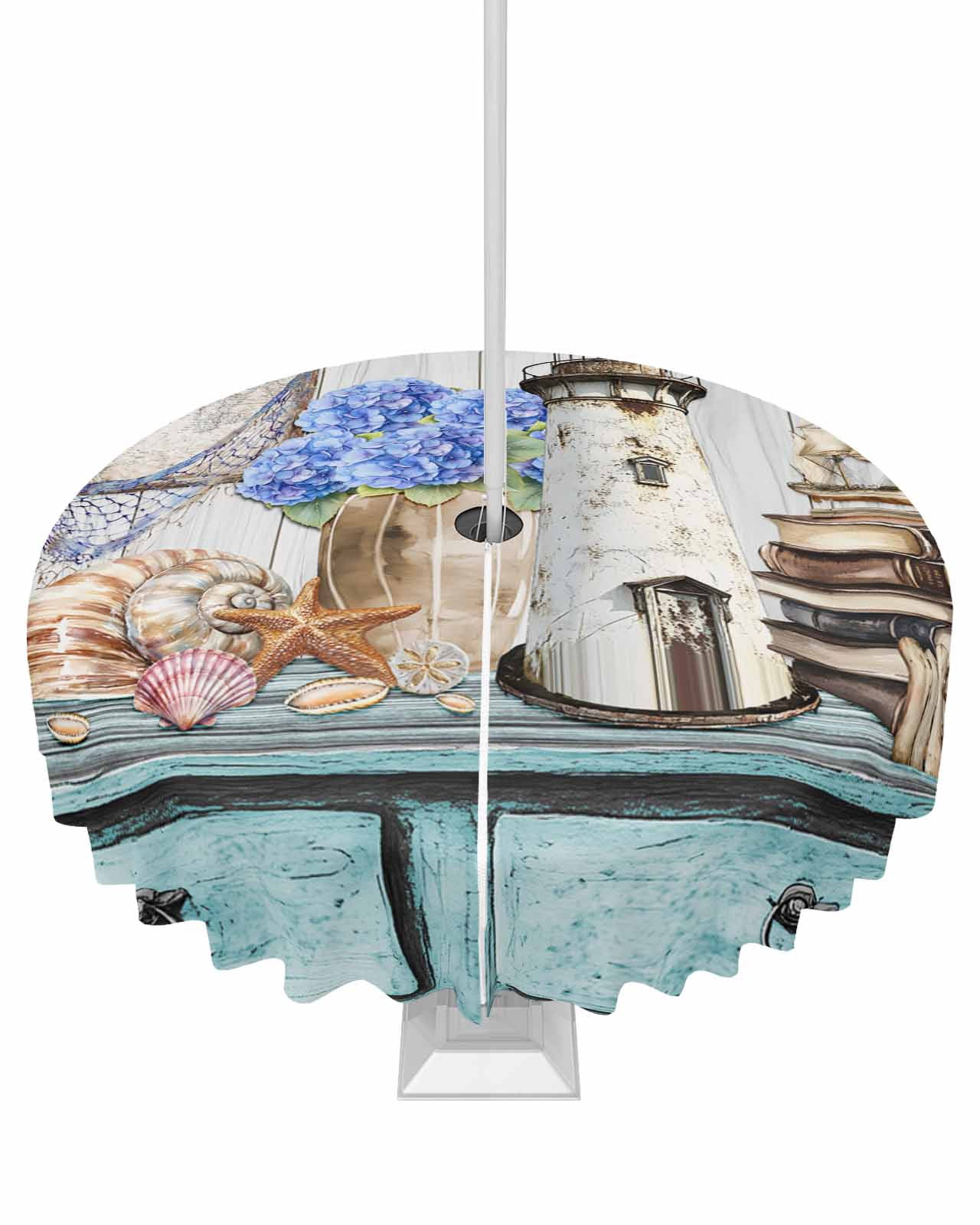 Fsddascl Vintage Lighthouse Coastal Outdoor Tablecloth - 60 Inch Round ...