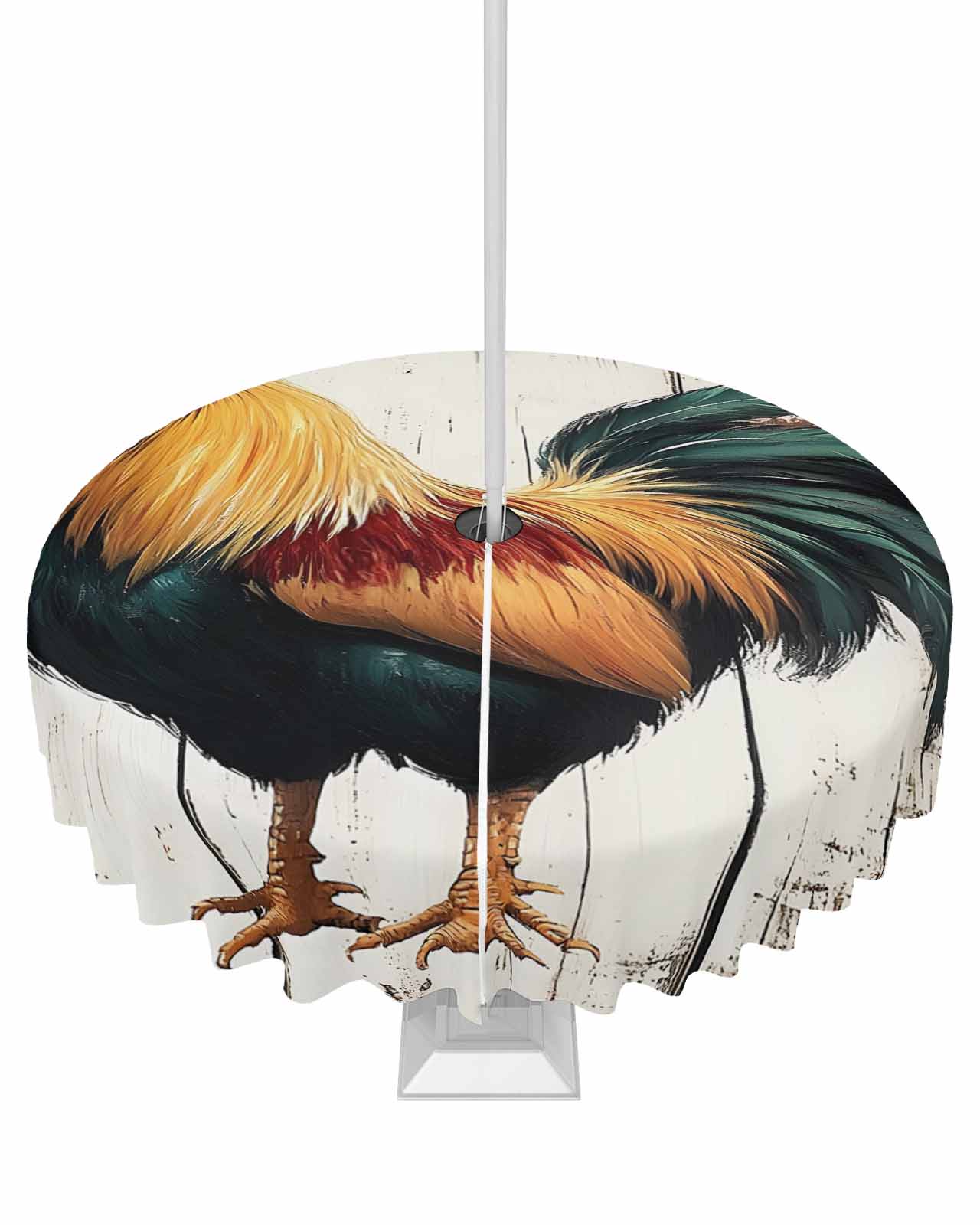 Fsddascl Vintage Rooster Outdoor Tablecloth - 54 Inch Round Dining ...