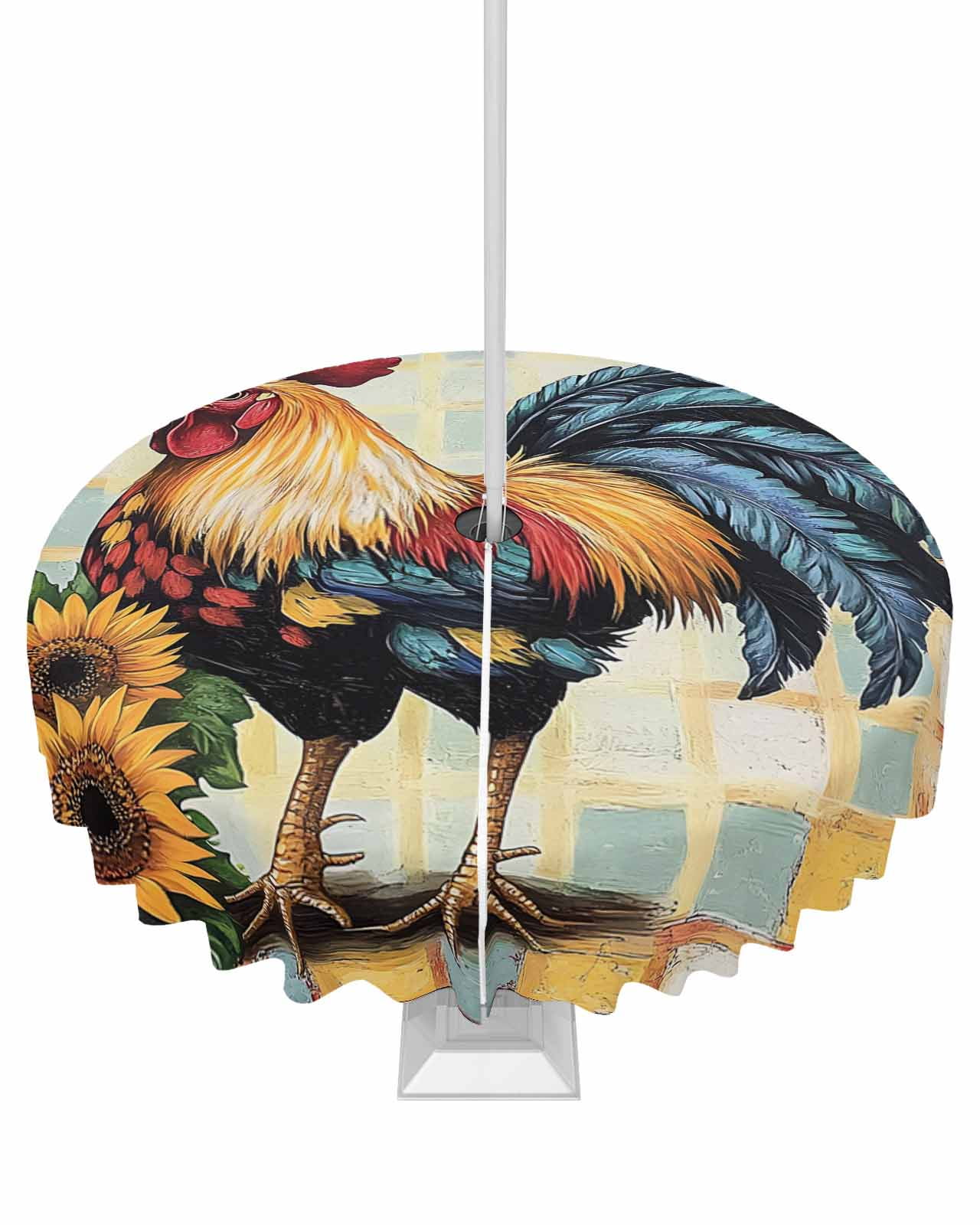 Fsddascl Vintage Rooster Outdoor Tablecloth - 60 Inch Round Dining ...