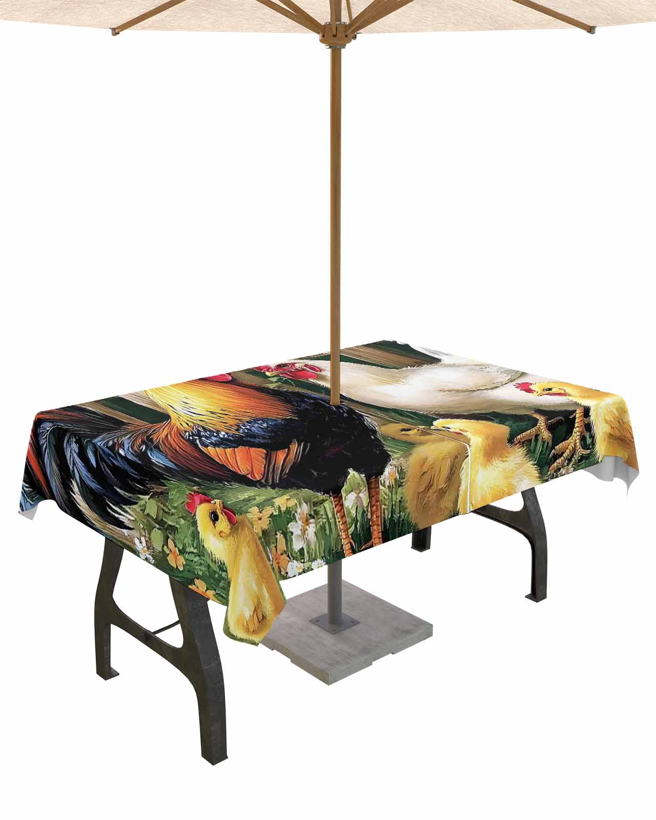 Fsddascl Vintage Rooster Outdoor Tablecloth - 60x102 Inch Rectangle ...