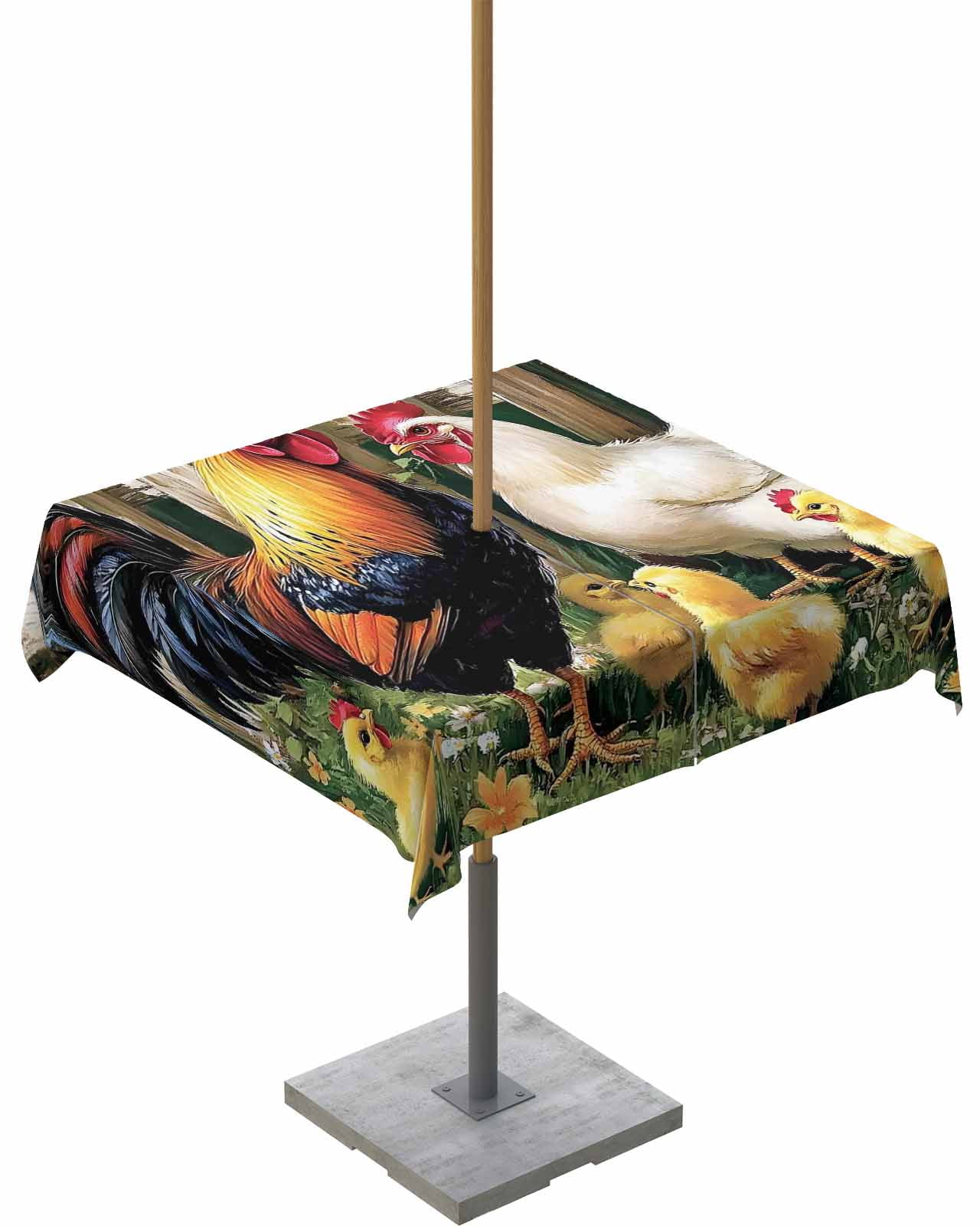 Fsddascl Vintage Rooster Outdoor Tablecloth - 60x60 Inch Square Dining ...