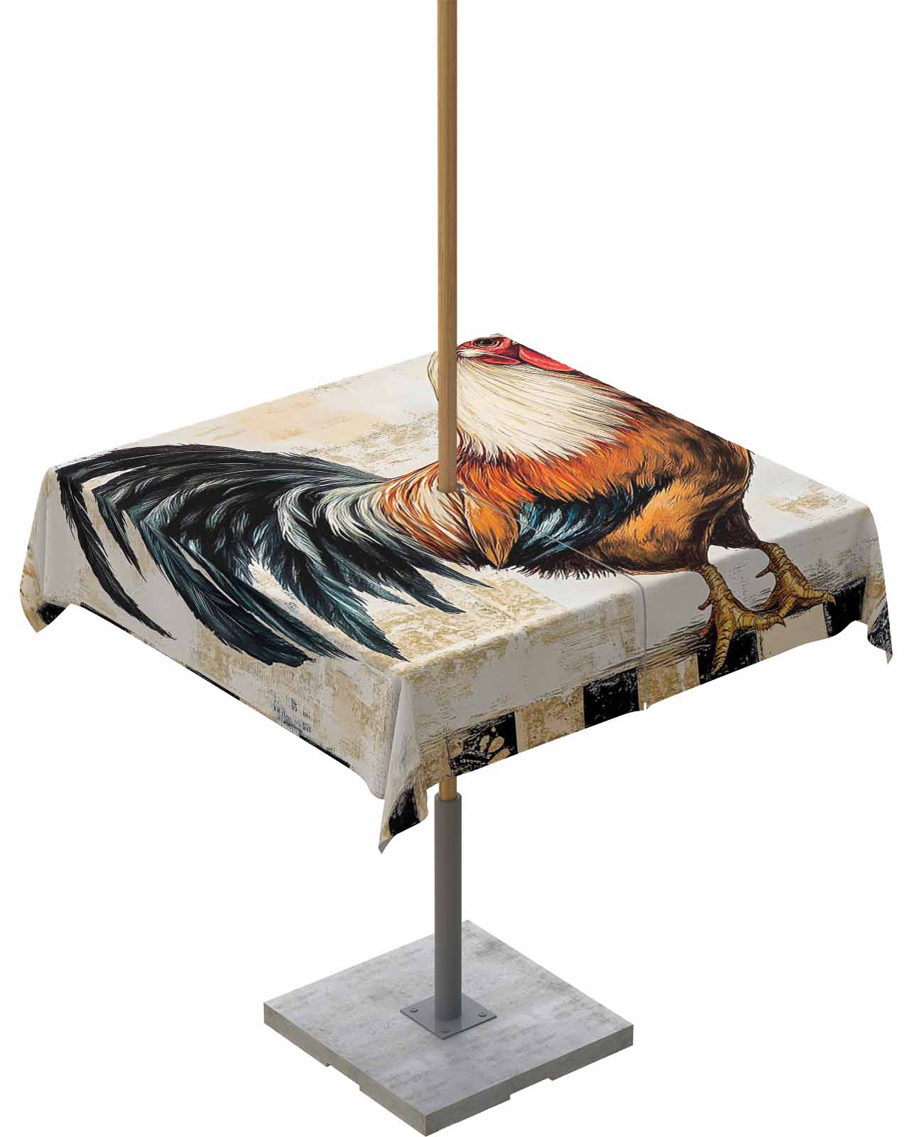 Fsddascl Vintage Rooster Outdoor Tablecloth - 60x60 Inch Square Dining ...