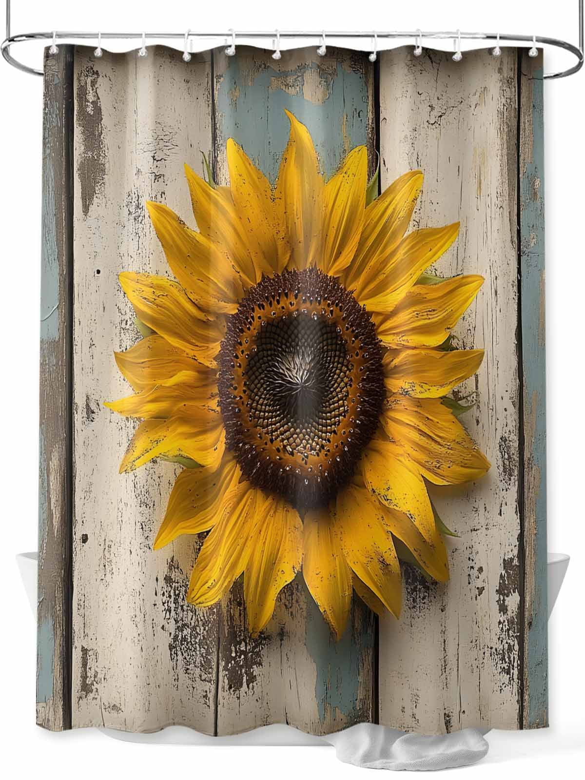 Fsddascl Vintage Sunflower Shower Curtain Set - Long 72" x 84" Washable ...