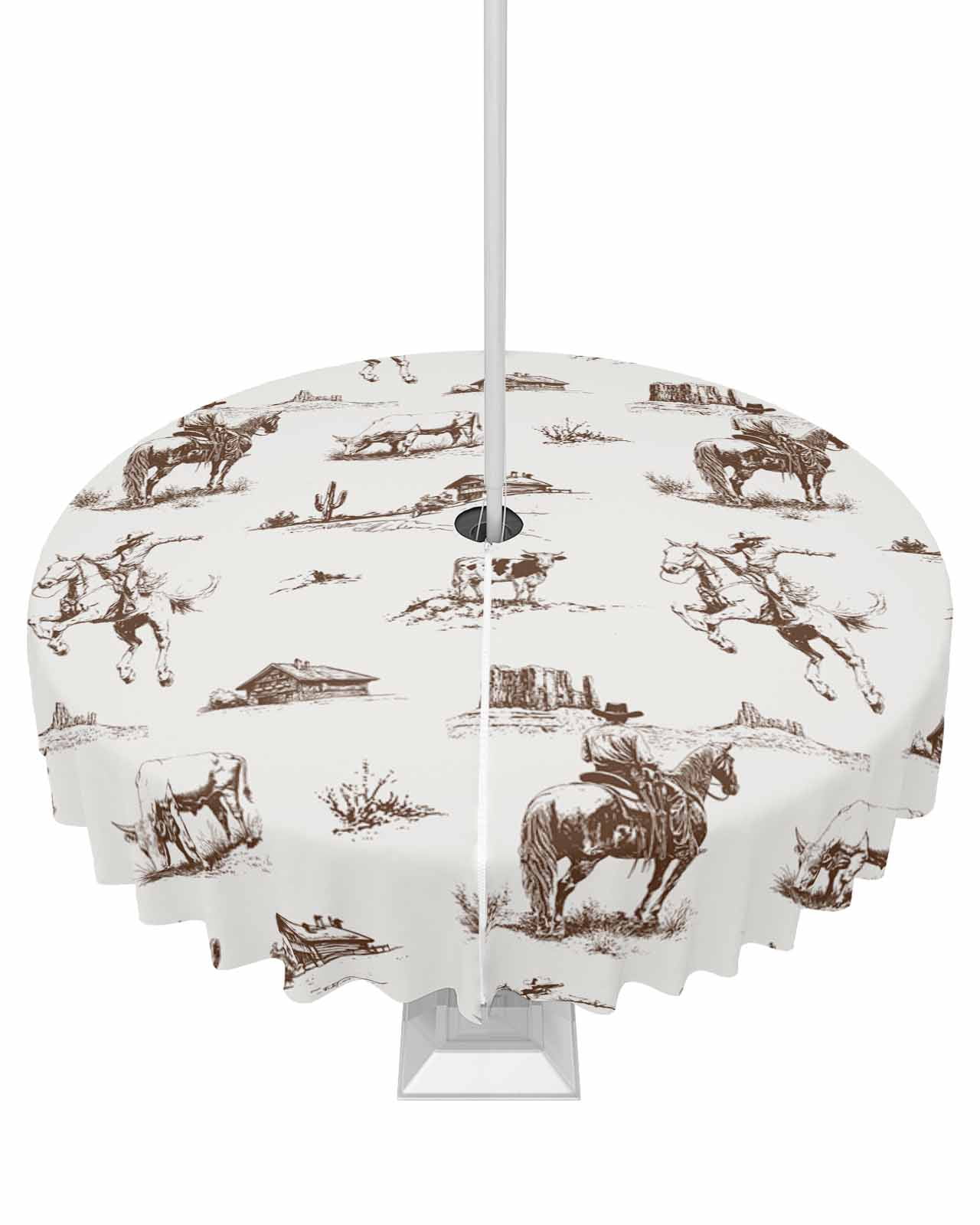 Fsddascl Vintage Western Outdoor Tablecloth - 54 Inch Round Dining ...